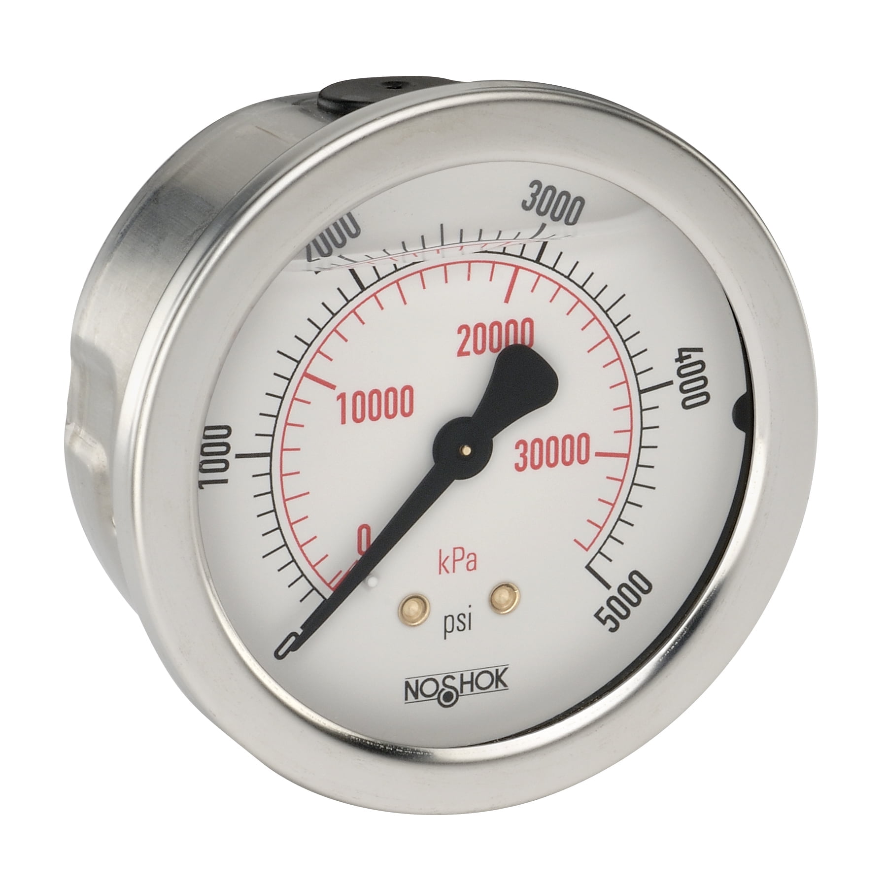NOSHOK Pressure Gauge, 2.5" 304SS Case, 30/60 psi/kPa, 1/4 NPT Male ...