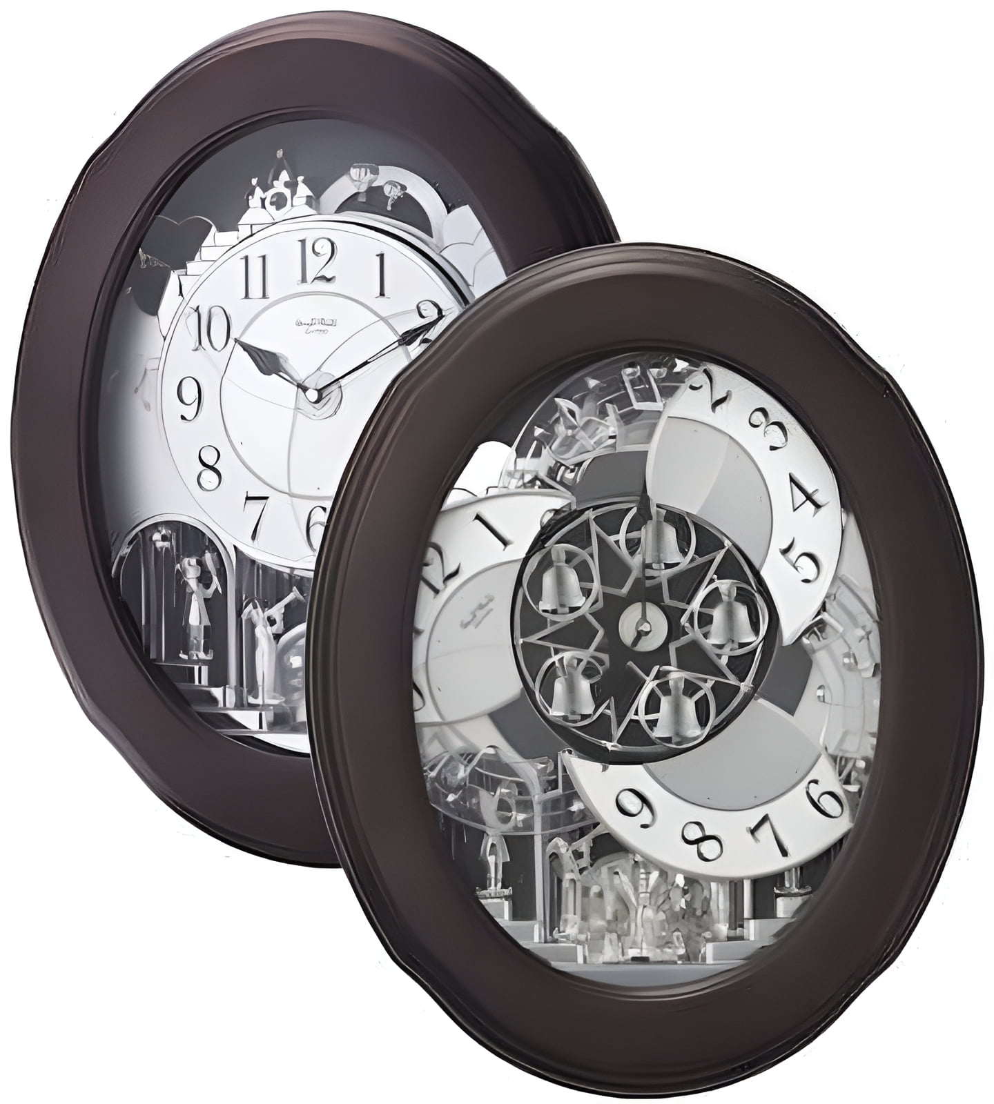 Rhythm Clocks Nostalgia Espresso - Battery Operated Musical Clock with ...