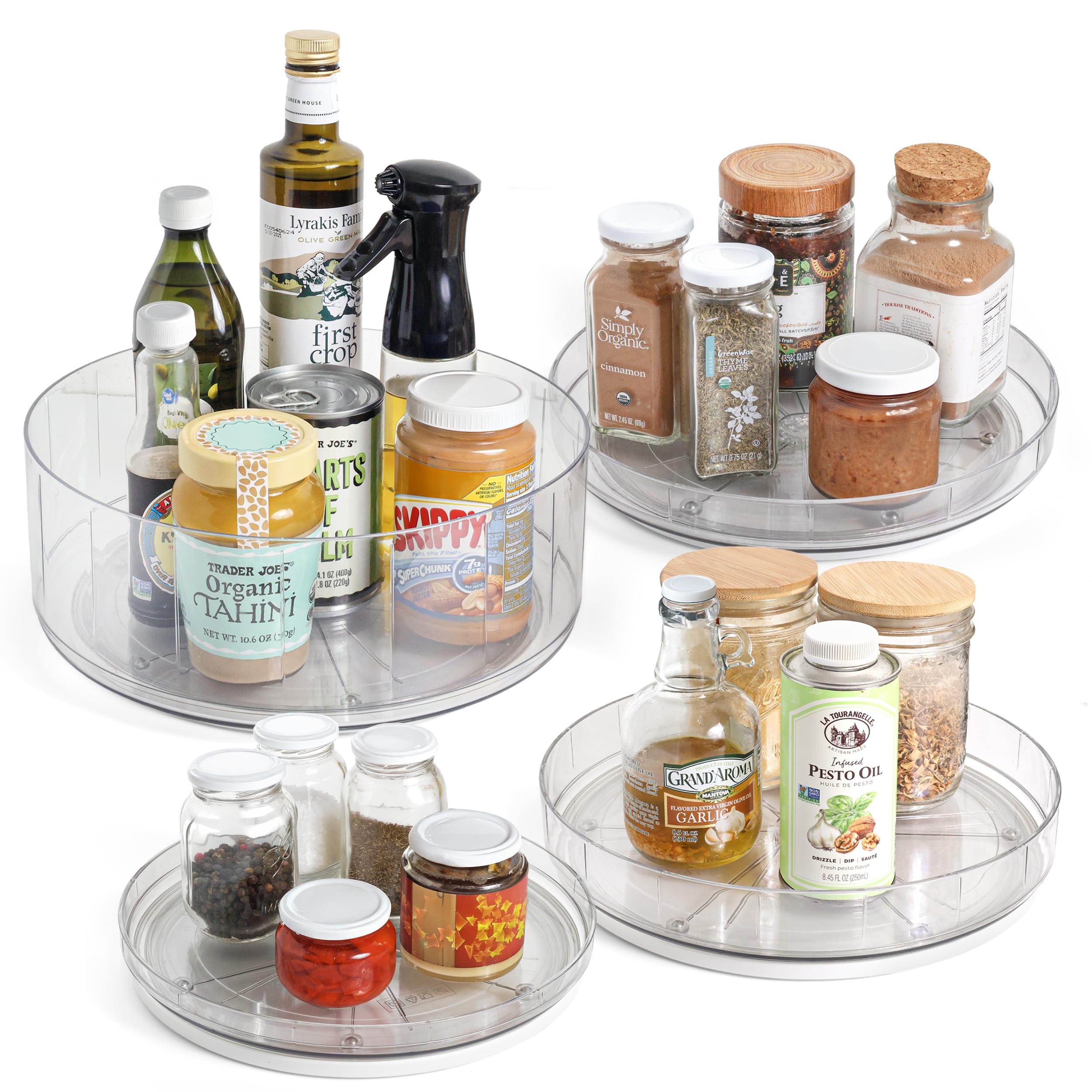 NOSTALGIQ 4-Pack Lazy Susan Organizer | Rotating Fridge Organizer ...