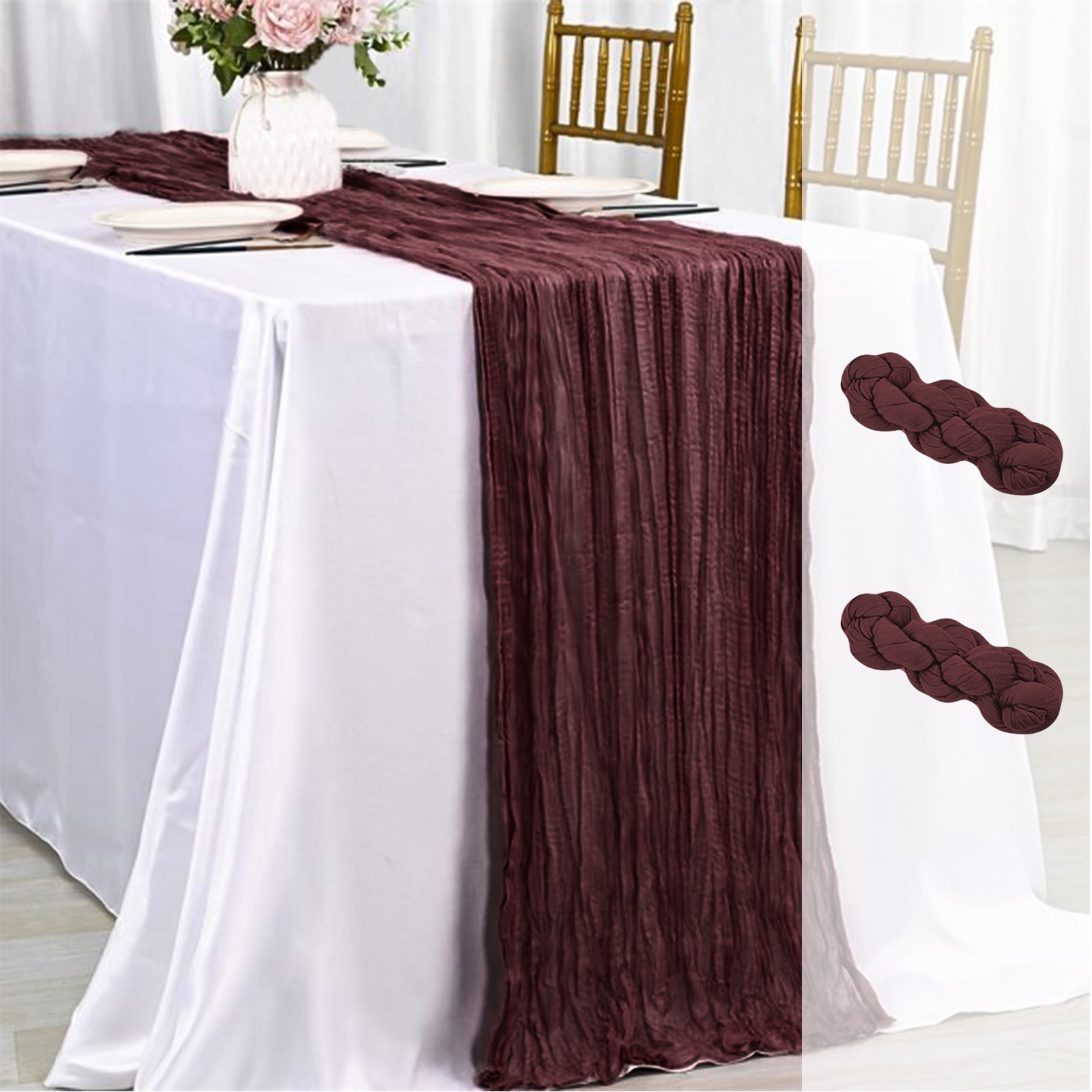 NOSTHEART 2 Pcs Cheesecloth Table Runner 10FT Boho Gauze Table Runner ...