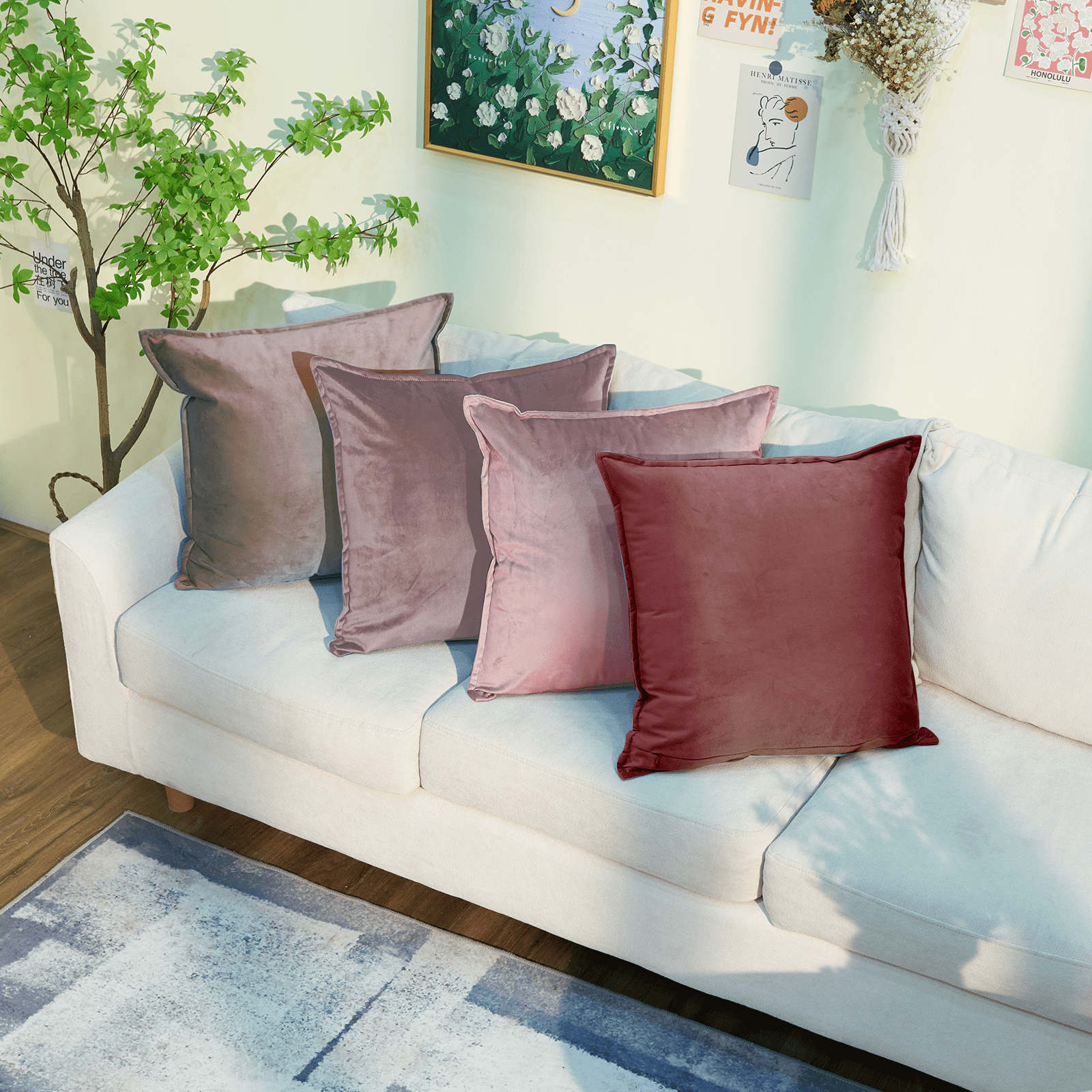 NOSTHEART Throw Pillow Covers 16" x 16", Pink，Velvet Colour Gradient ...