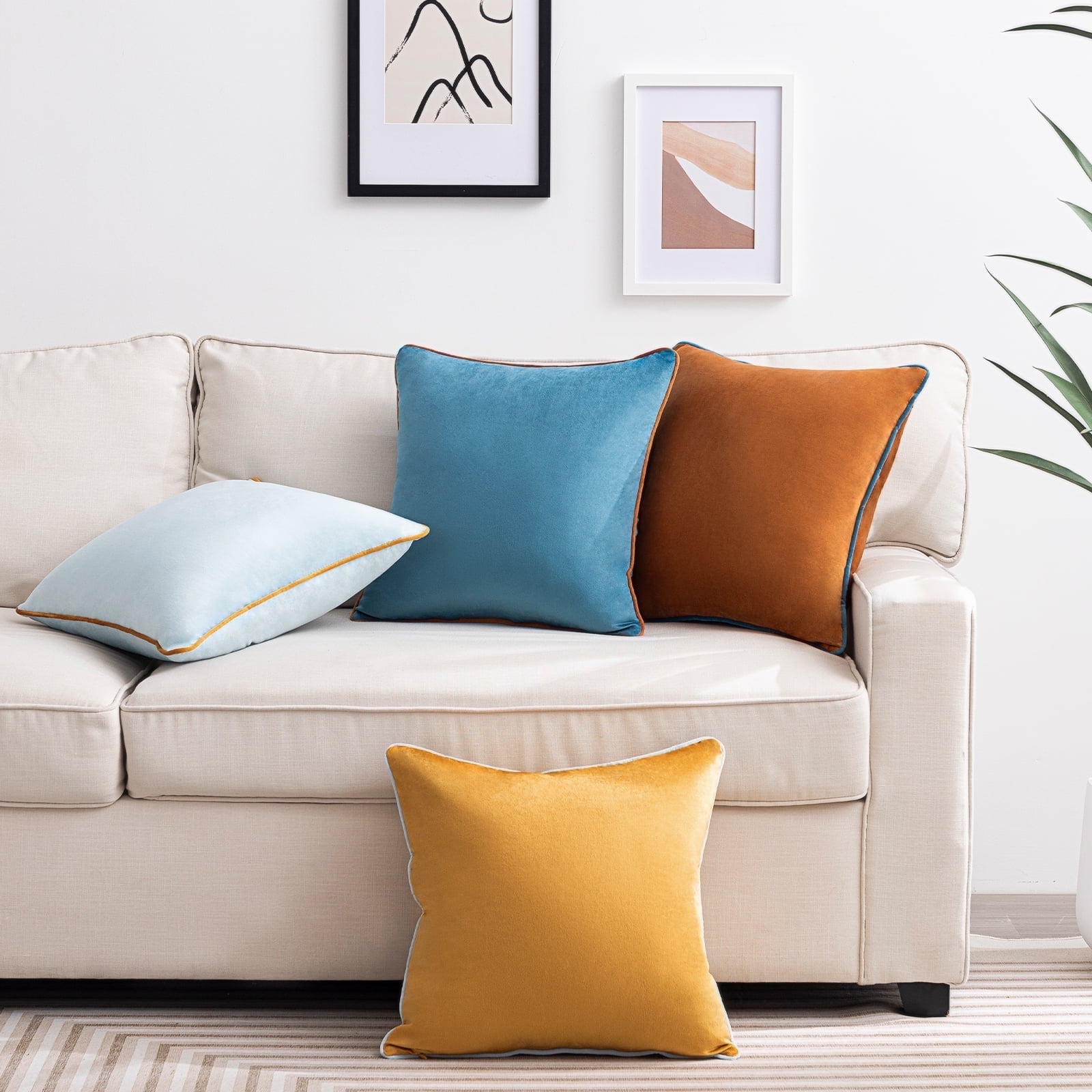 NOSTHEART Throw Pillow Covers 16" x 16" Set of 4 Decorative Pillowcases ...