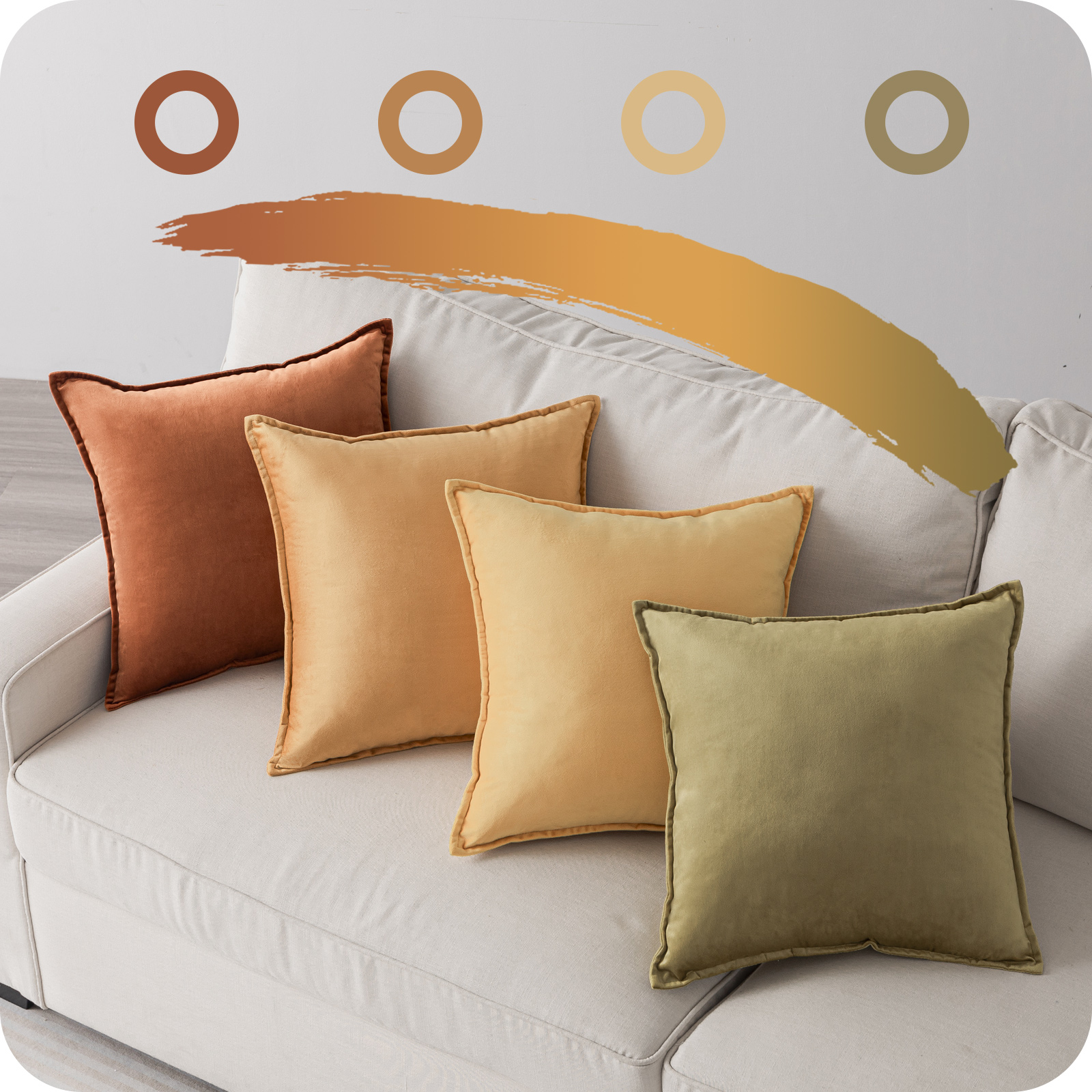 SUFAM Set of 4 Pillow Cases Brown Olive Tan Geometric Stripe Classic ...