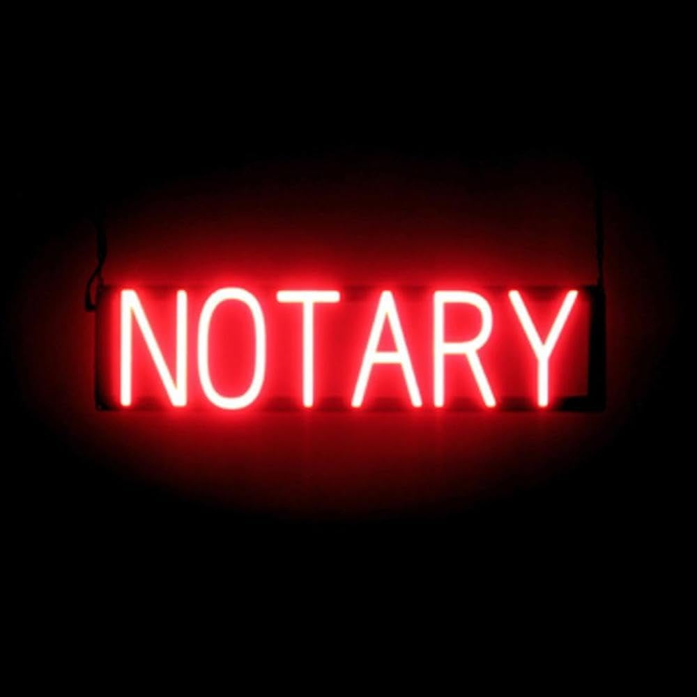 NOTARY Neon-LED Sign For Business. 25.3" X 6.3" Ultra Bright, Energy ...