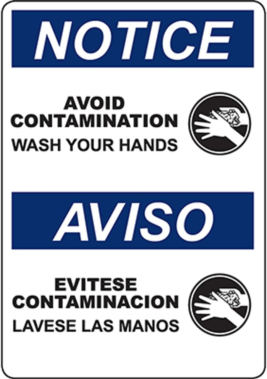 NOTICE Avoid Contamination Bilingual Sign Safety Signs Health Hazard ...