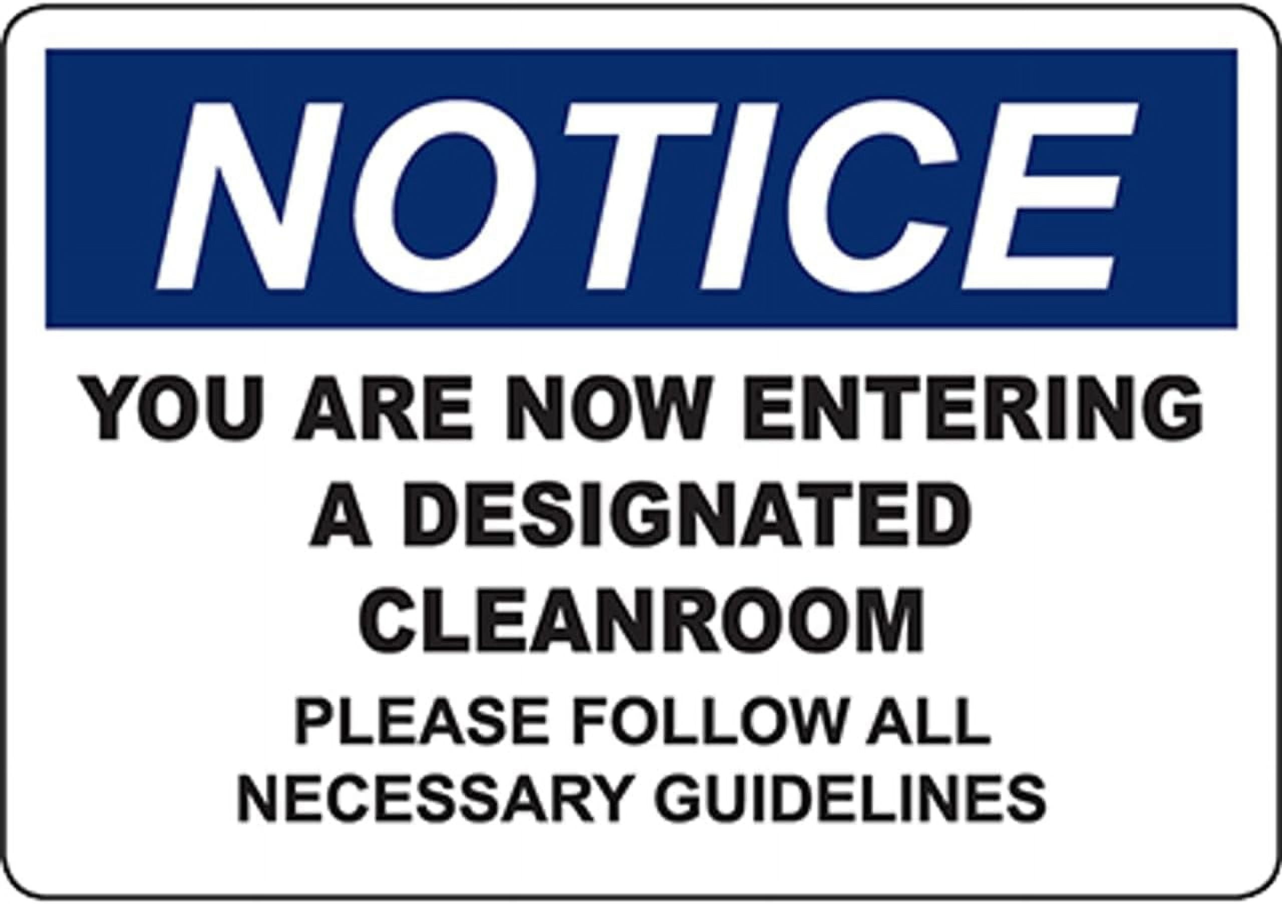 NOTICE Entering A Designated Cleanroom Sign Safety Signs Health Hazard ...
