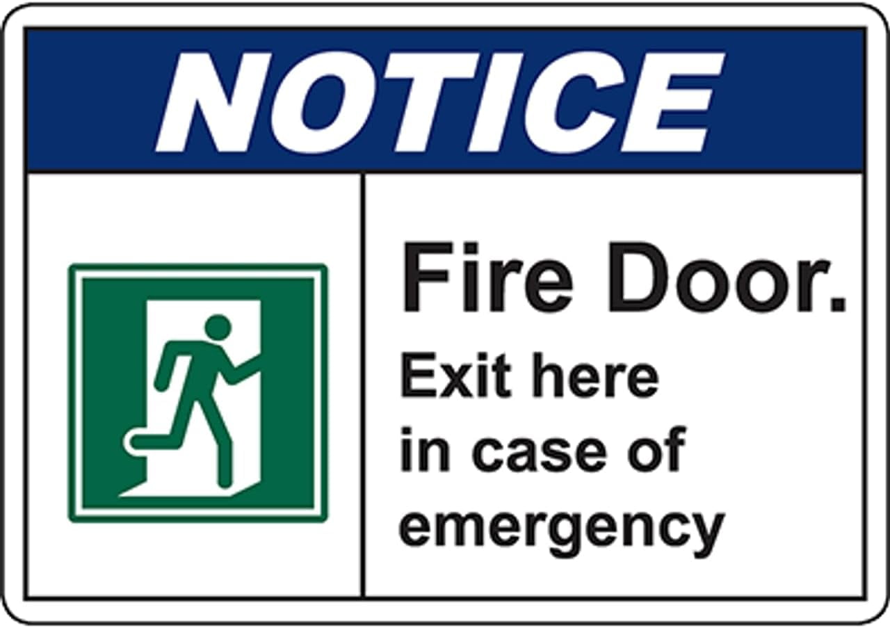 NOTICE Fire Door Exit here in case of emergency Sign Safety Signs Fire ...