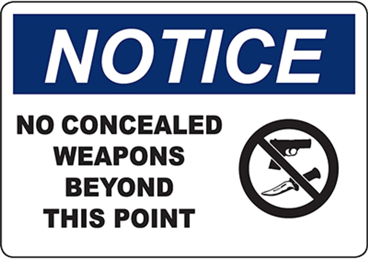 NOTICE No Concealed Weapons Beyond This Point Sign Safety Signs ...