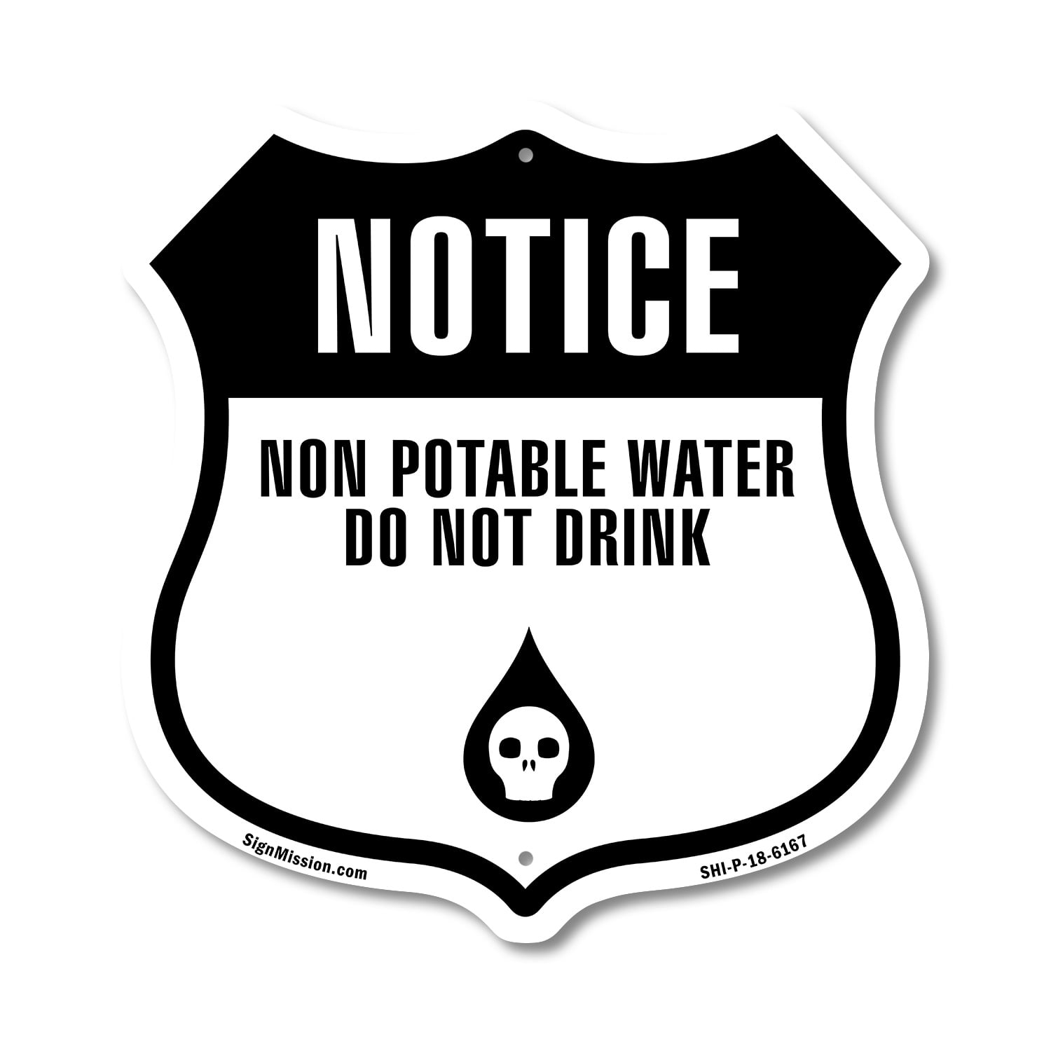 NOTICE Non-Potable Water Do Not Drink (2 Pack) 18 inch X 18 inch Shield ...
