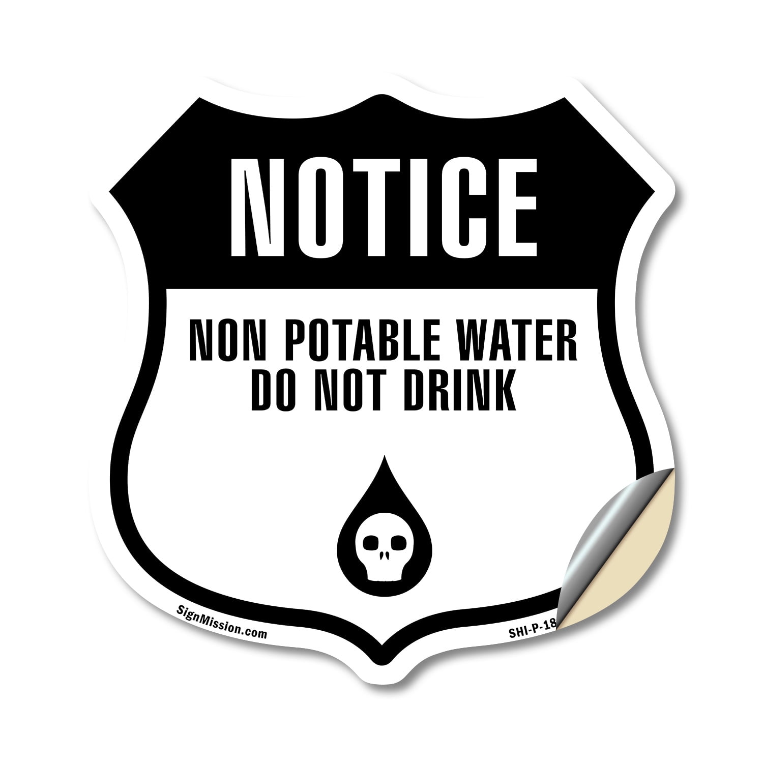NOTICE Non-Potable Water Do Not Drink (2 Pack) 4 inch X 4 inch Shield ...