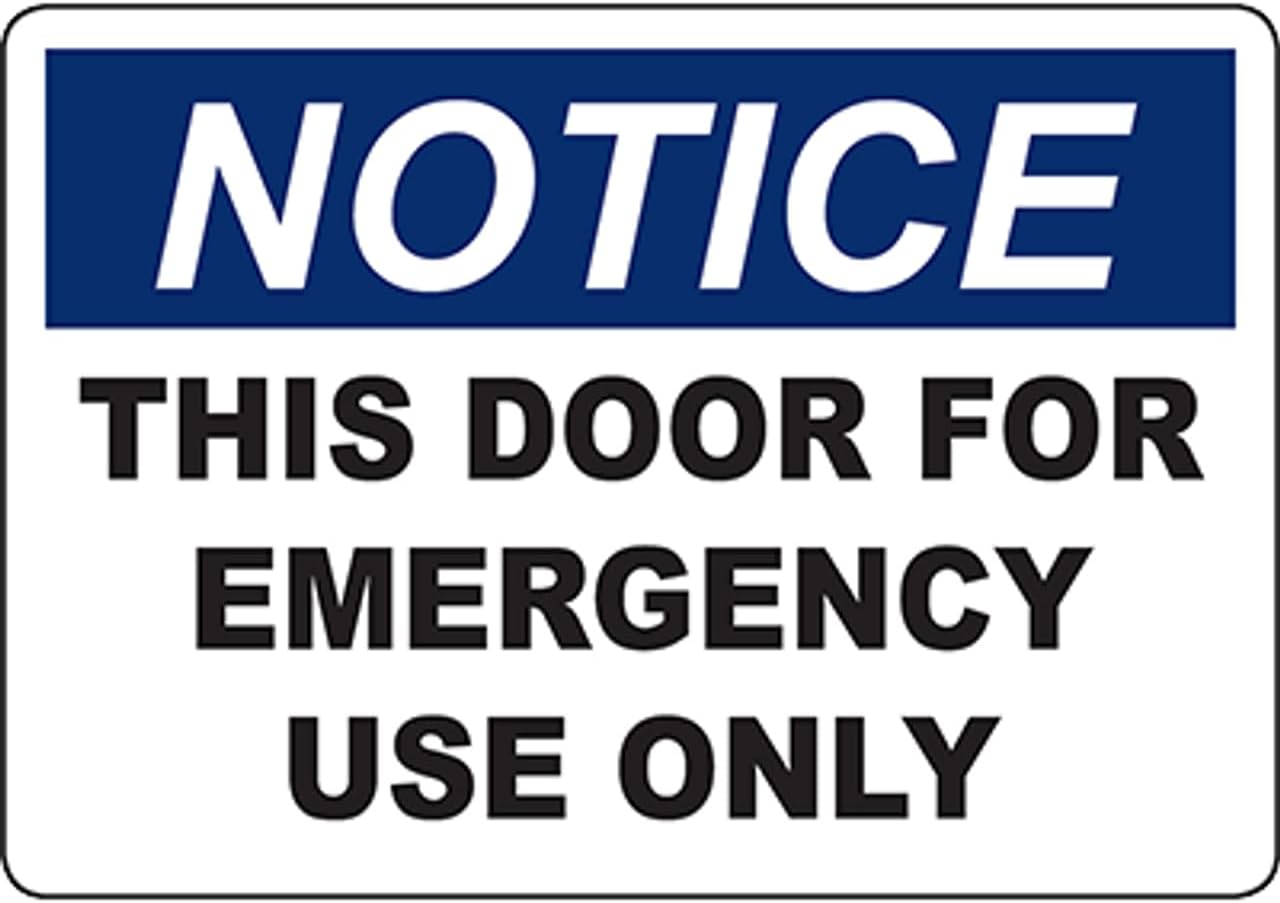NOTICE This Door For Emergency Use Only Sign Safety Signs Fire Safety ...