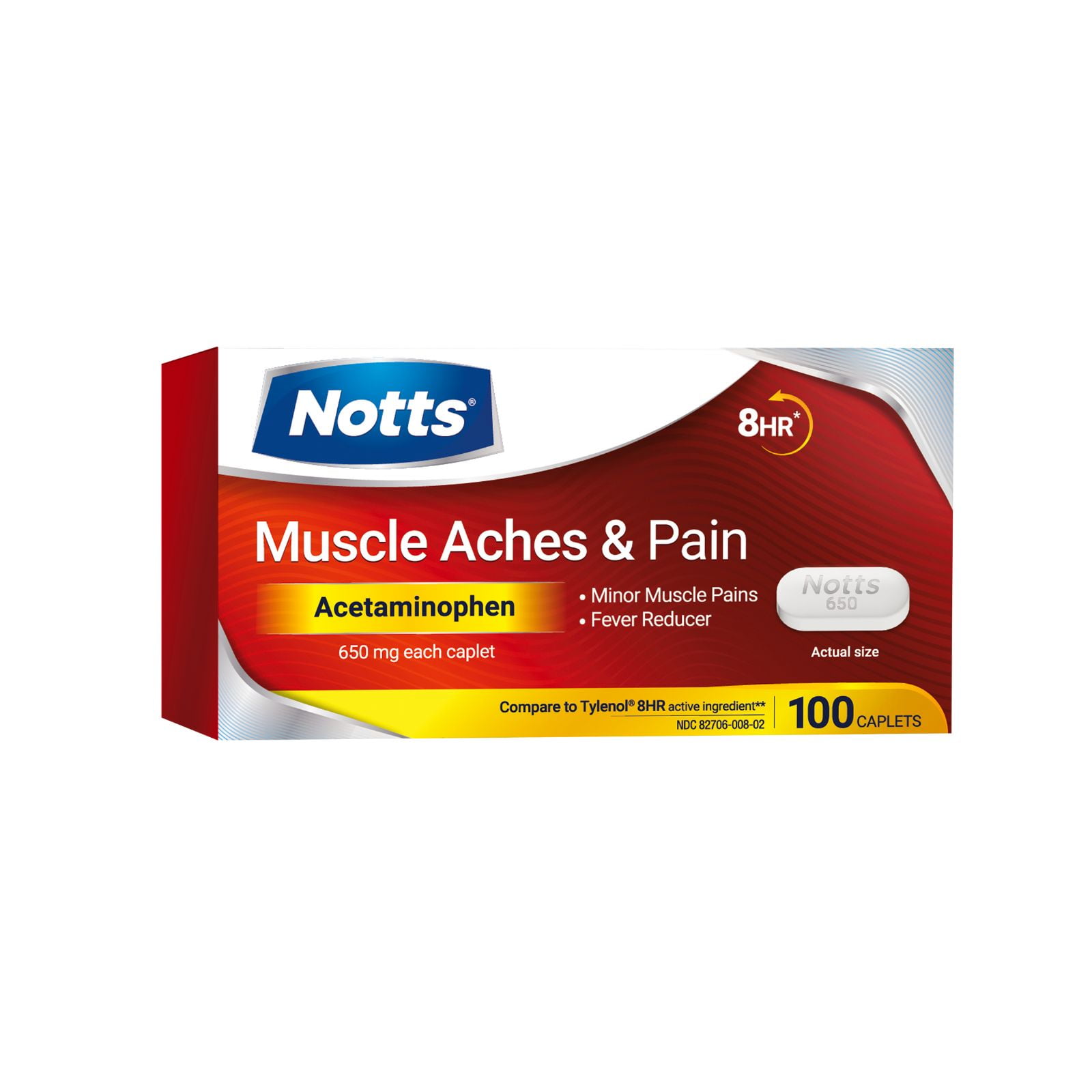 NOTTS Muscle & Body Aches & Pain | Acetaminophen, Pain Relief Pills ...