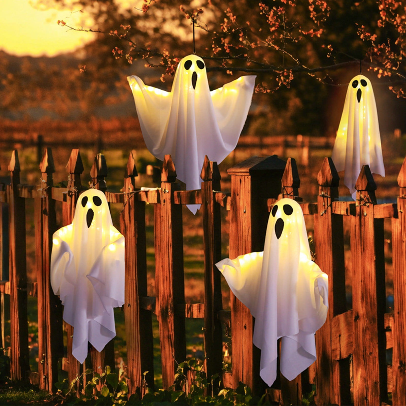 NOUGFVZP 20 inches Halloween Hanging Light-Up Ghost Decoration Indoor ...