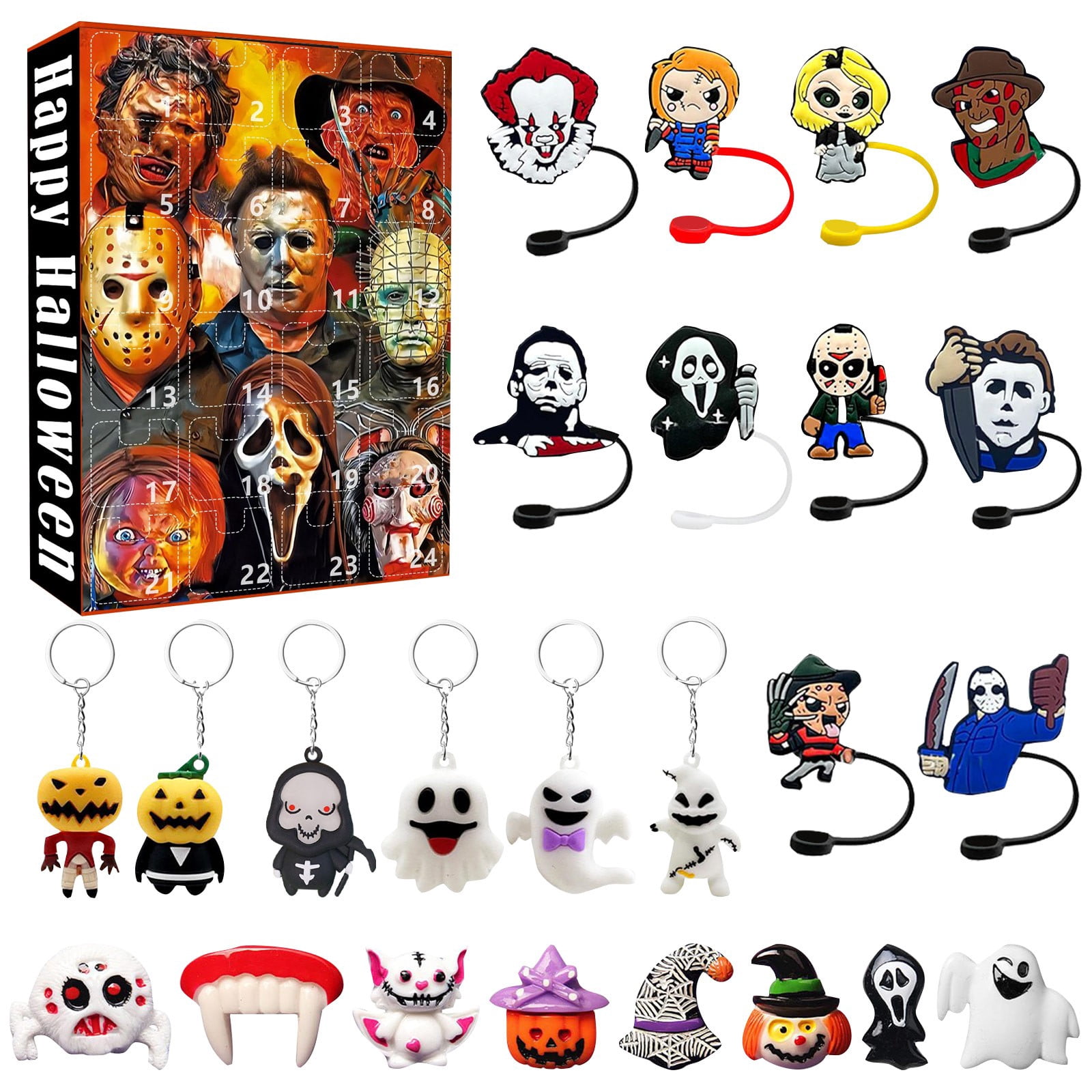 NOUGFVZP 2025 Halloween Advent Calendar - Contain 24 Gifts Horror Movie ...