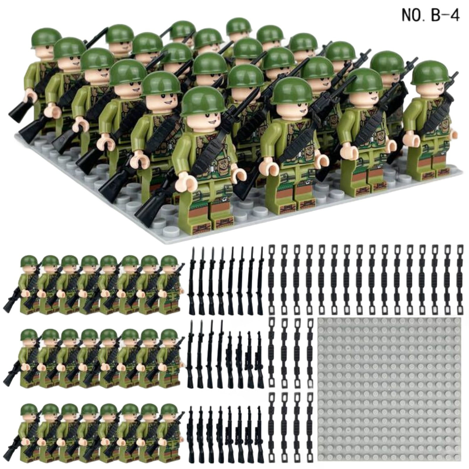 NOUGFVZP Building Block Soldier Minifigure Set of 24, Army Soldier ...