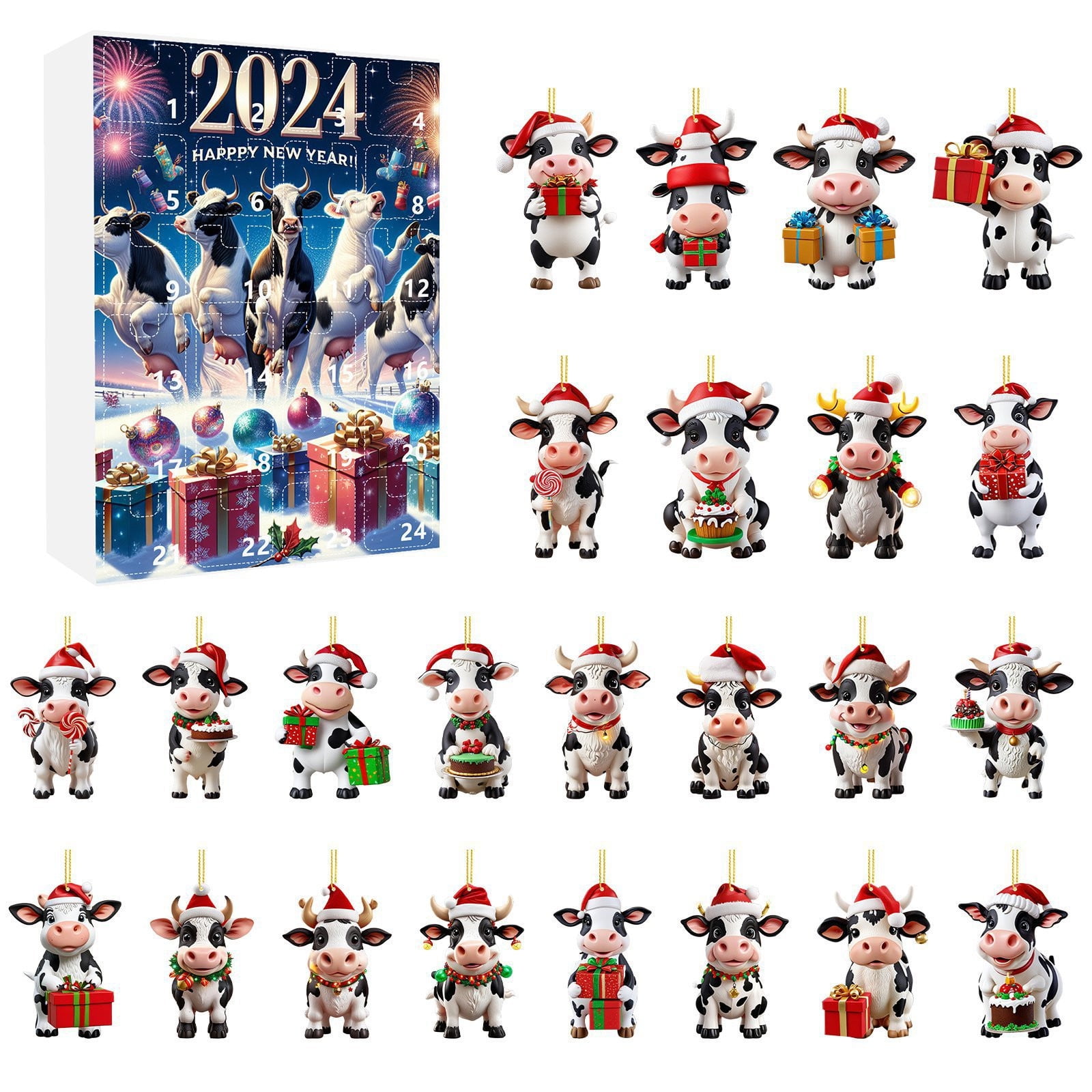 NOUGFVZP Farm Animal Christmas Acrylic Ornament Advent Calendar 2025 ...
