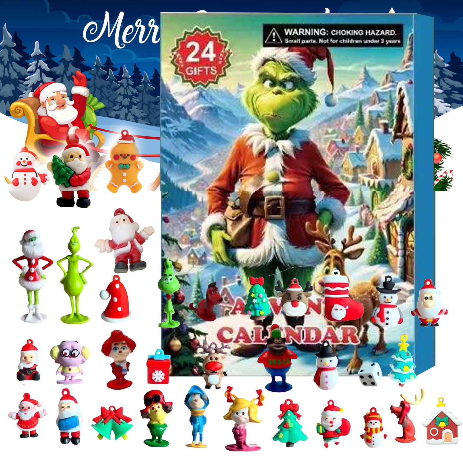 NOUGFVZP Grinch Christmas Advent Calendar 2025, 24 Days of Festive ...