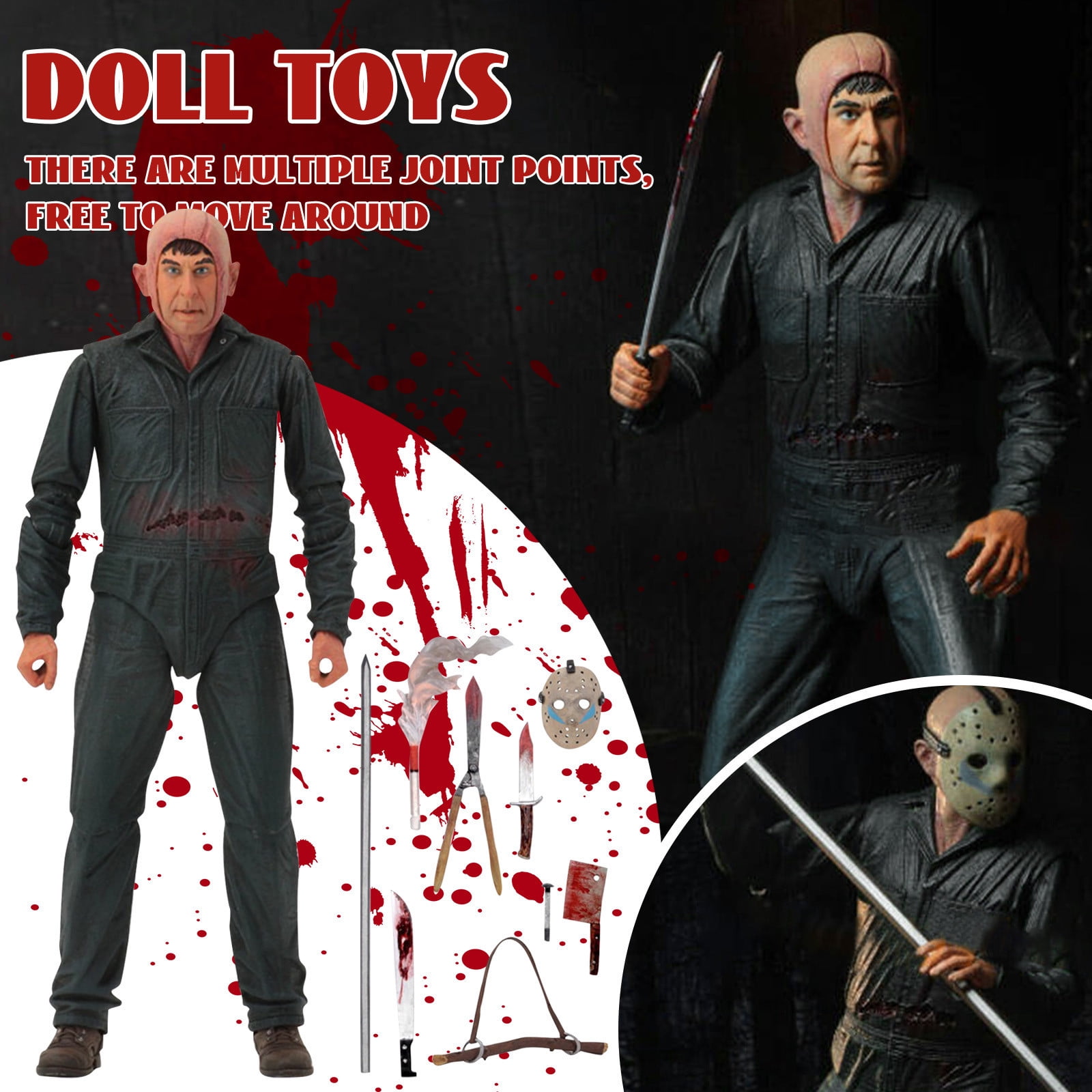 NOUGFVZP Halloween 7-inch Jason Roy Halloween Action Figure - Detailed ...