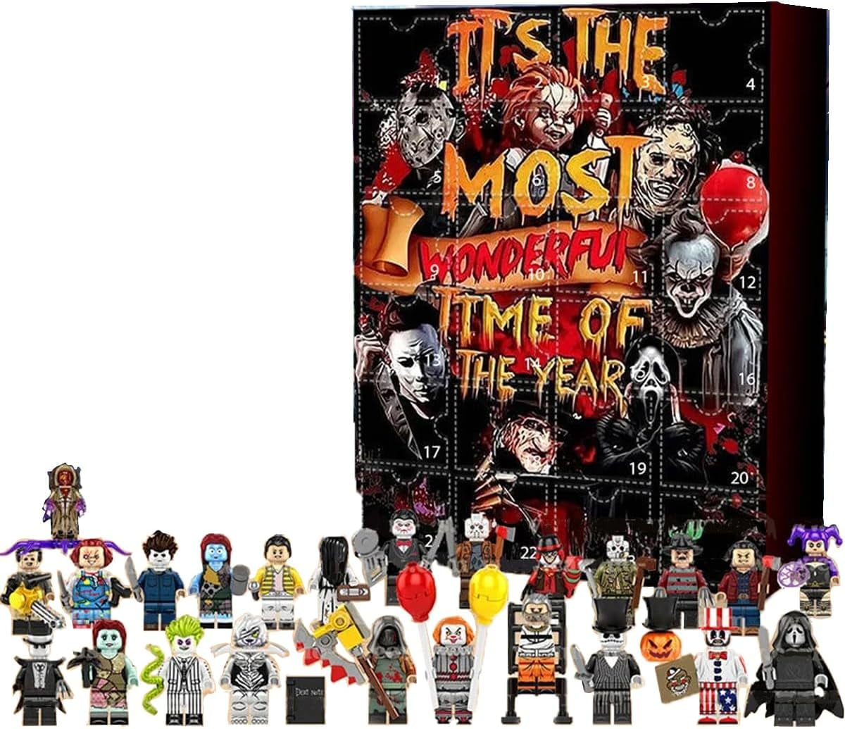 NOUGFVZP Halloween Advent Calendar 2025 with 24 Horror Movie Figures, Scary Character Countdown ...