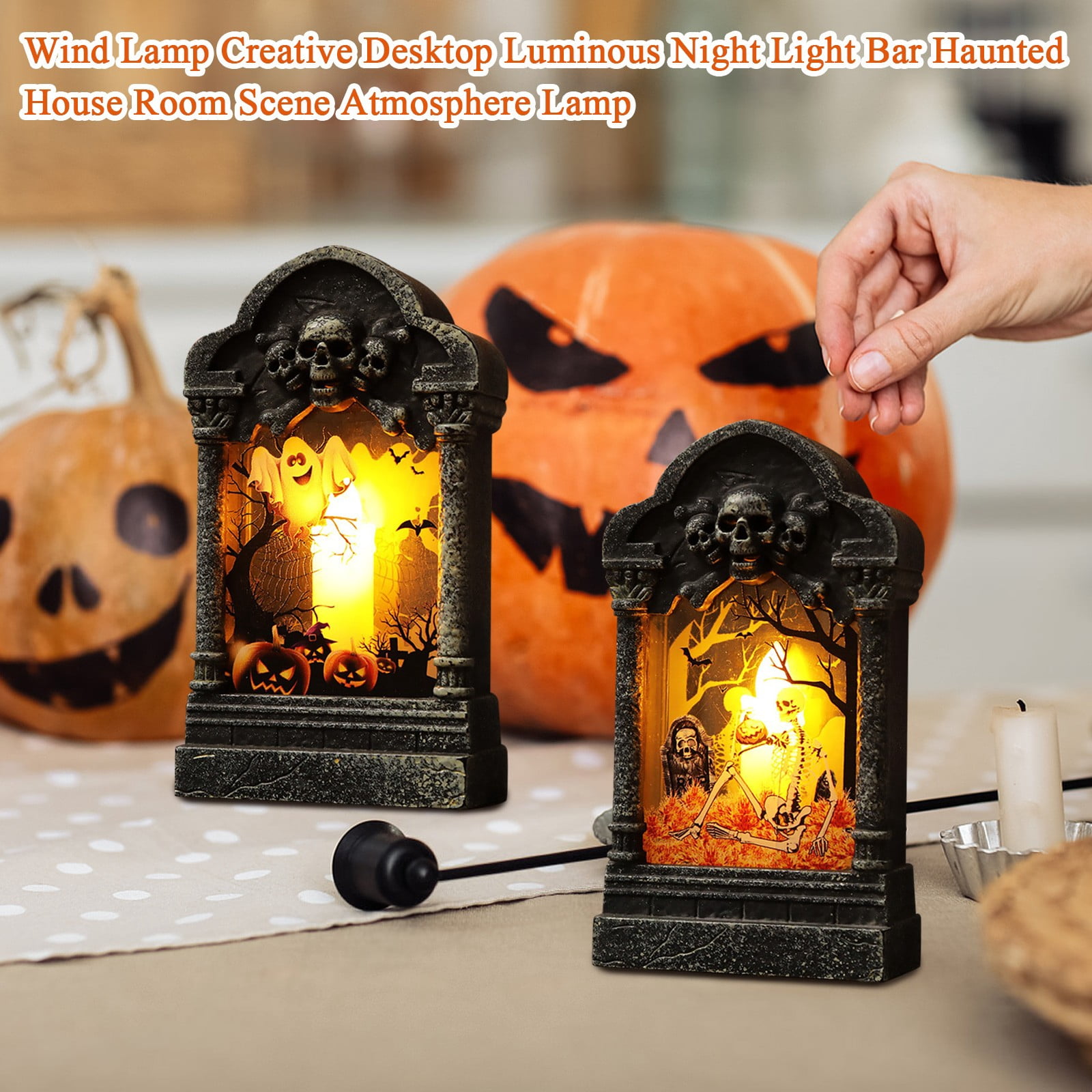 NOUGFVZP Halloween LED Graveyard Tombstones Halloween Headstone Light ...