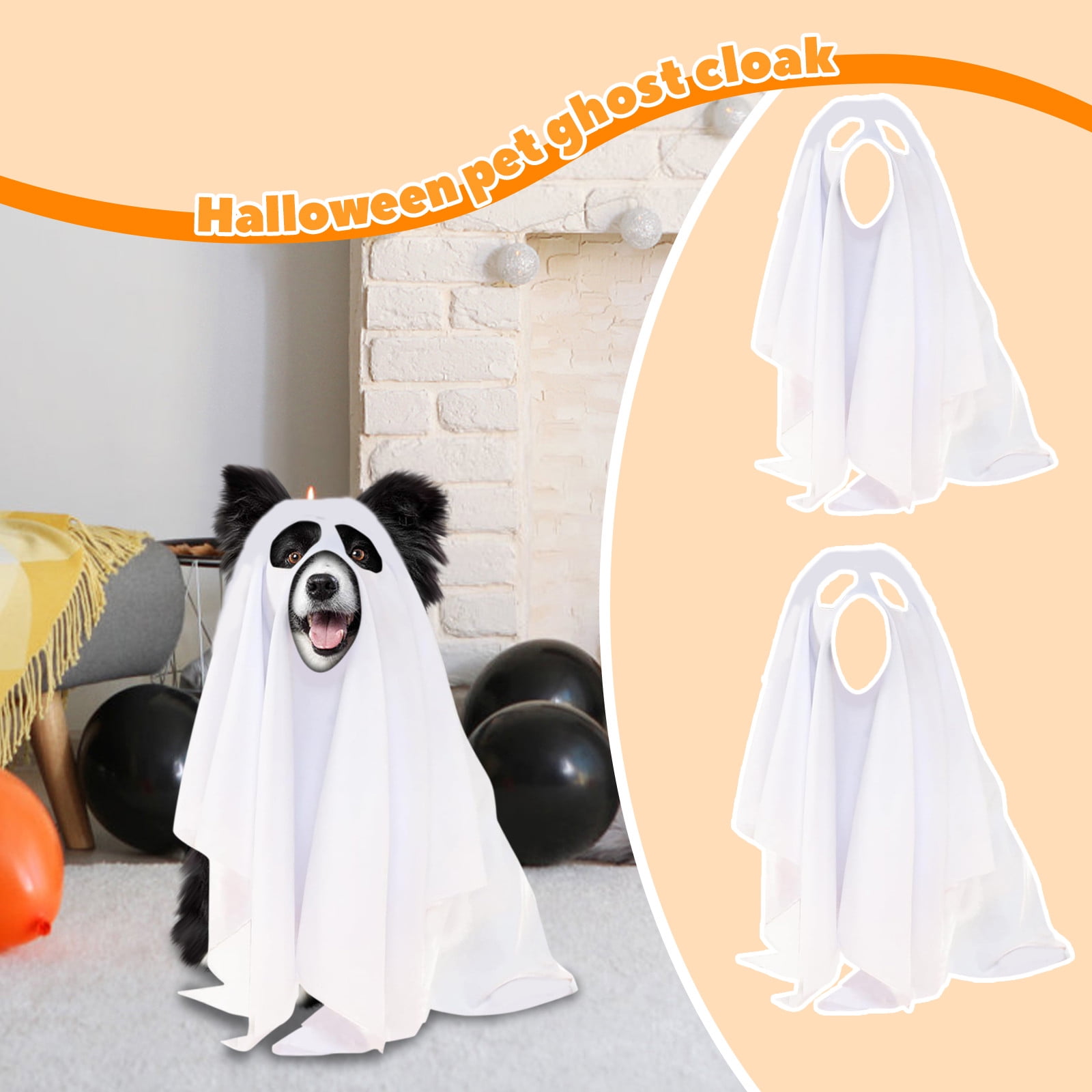 NOUGFVZP Halloween Pet Ghost Outfit - Spooky White Ghost Pet Apparel ...