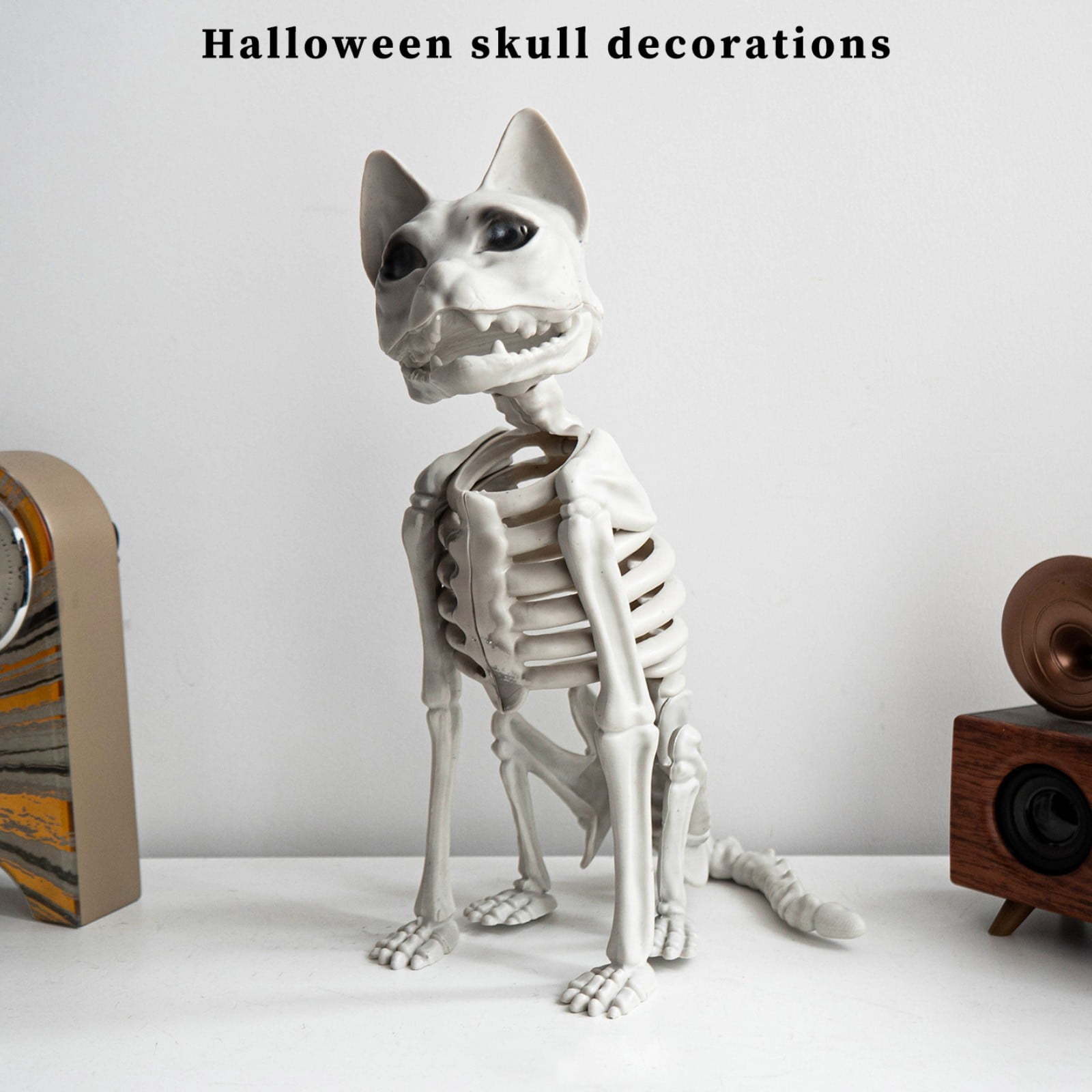 NOUGFVZP Halloween Skeleton Cat Sitting Animals Skeleton Decoration ...