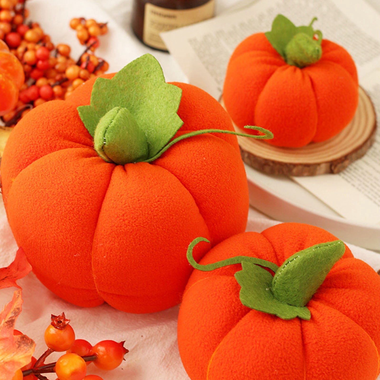 NOUGFVZP Soft Pumpkins Fabric Ornament, High End Cute Halloween Table ...
