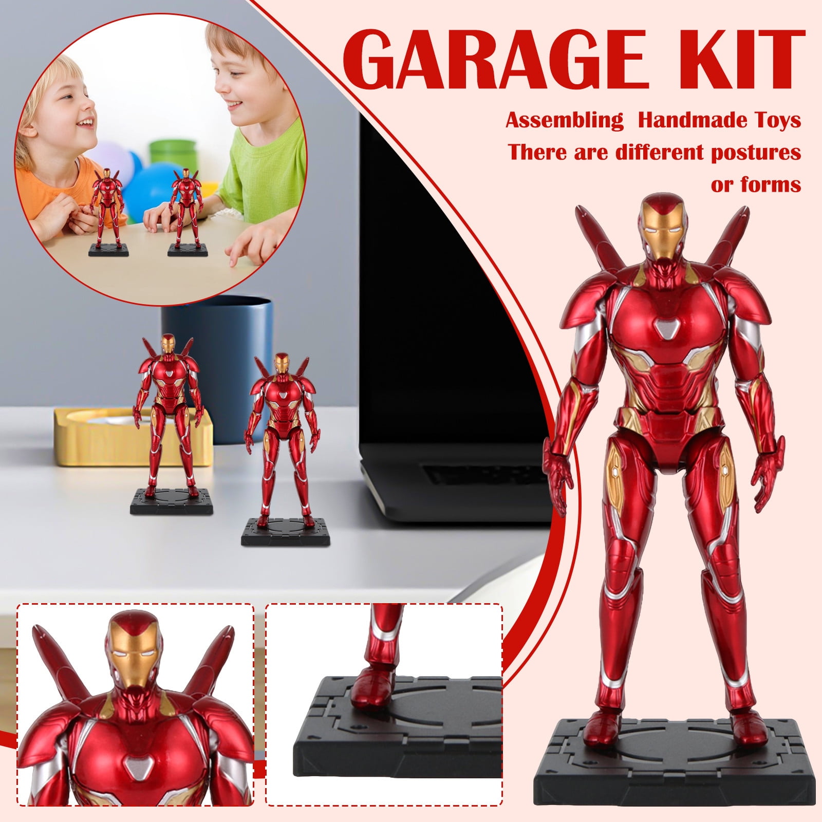 NOUGFVZP Superhero Ironmαn Action Figure - 7" Scale Assembled Model ...