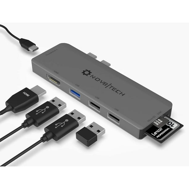 NOV8Tech USB C Hub – Multiport Adapter for MacBook Pro/Air – 7 in 2 USB ...