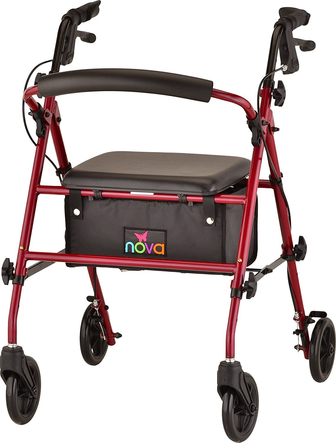 NOVA Journey Steel Rollator Walker, Red - Walmart.com