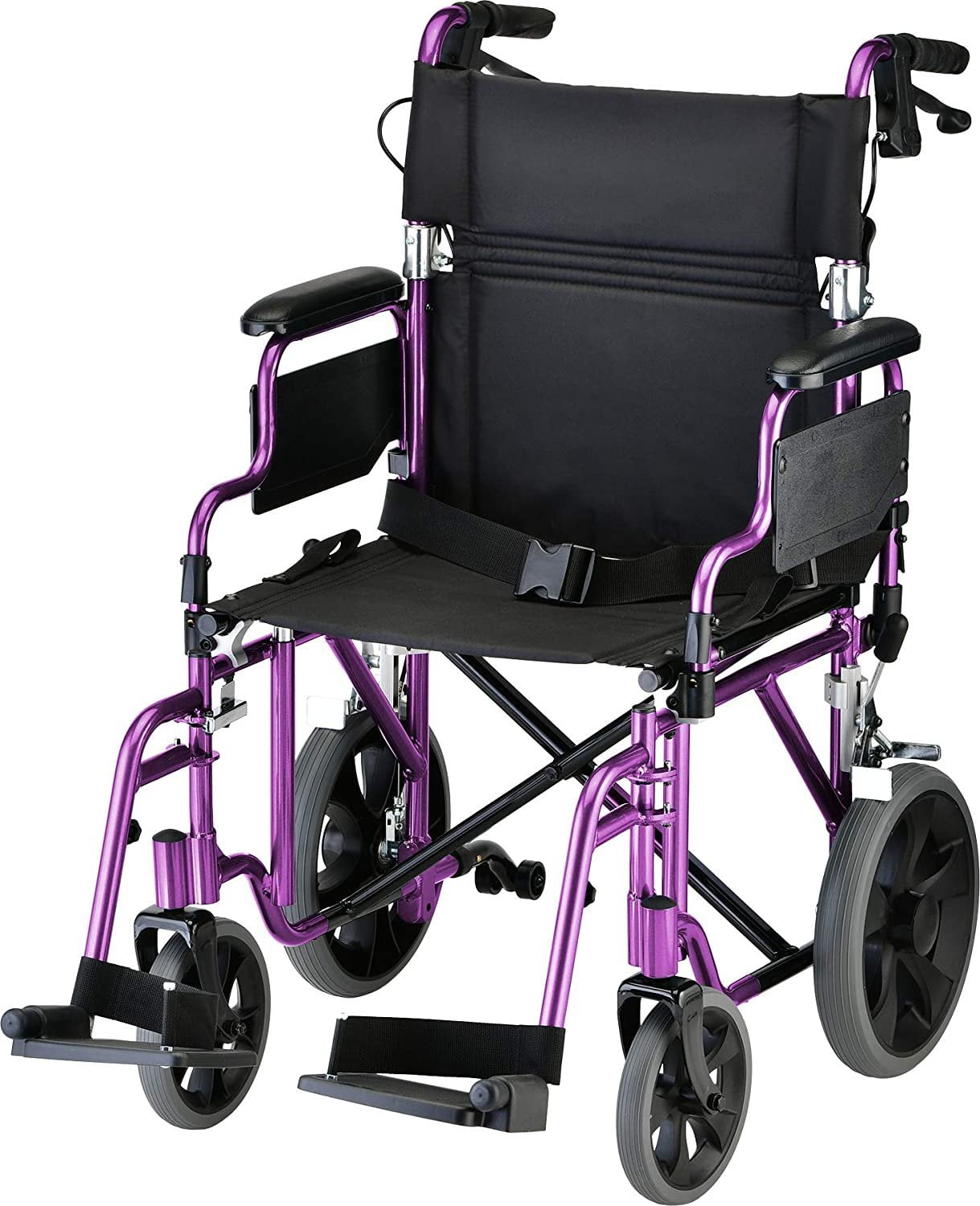 NOVA Lightweight Transport Chair with Locking Hand Brakes, 12" Rear ...