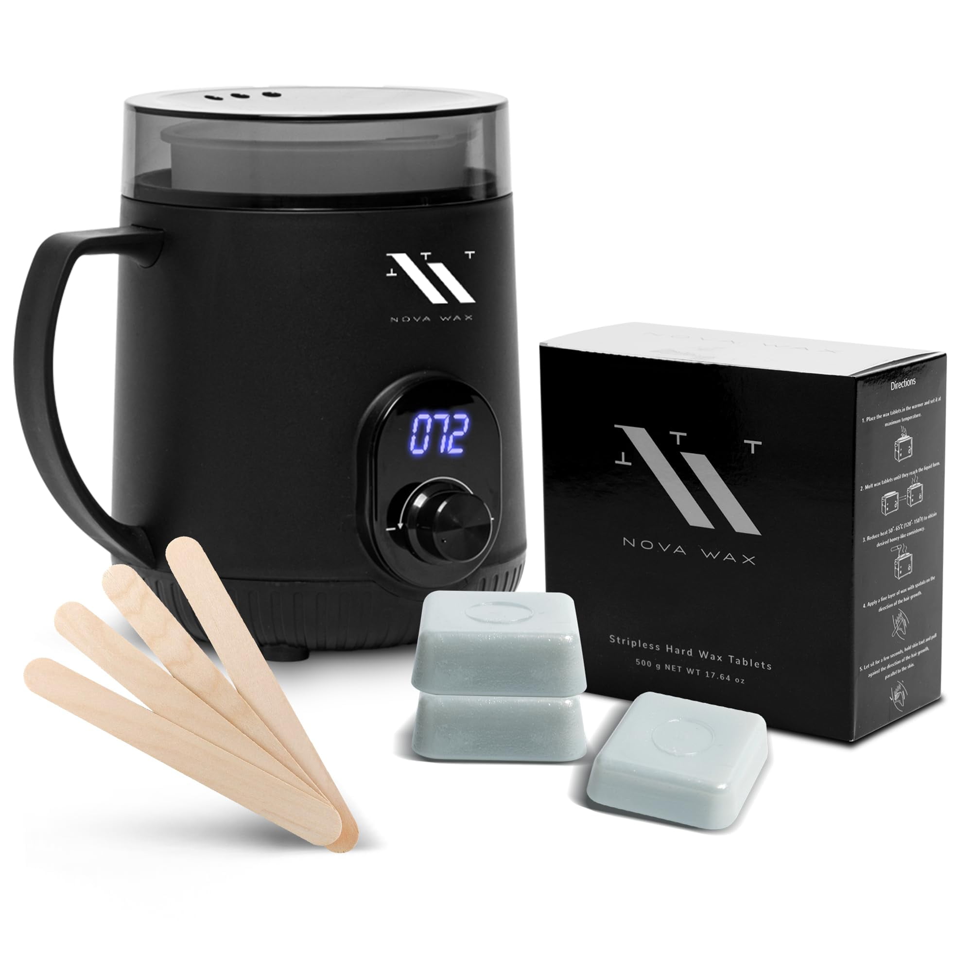 NOVA Melt Warmer for Hair Removal - Mini Waxing Kit with 4oz/125g Hard ...