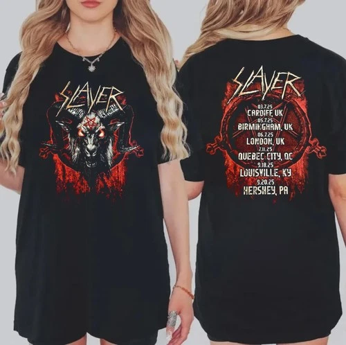 NOVA16 Slayer Farewell Tour 2025 Merch Baphomet Head Art With Tour ...