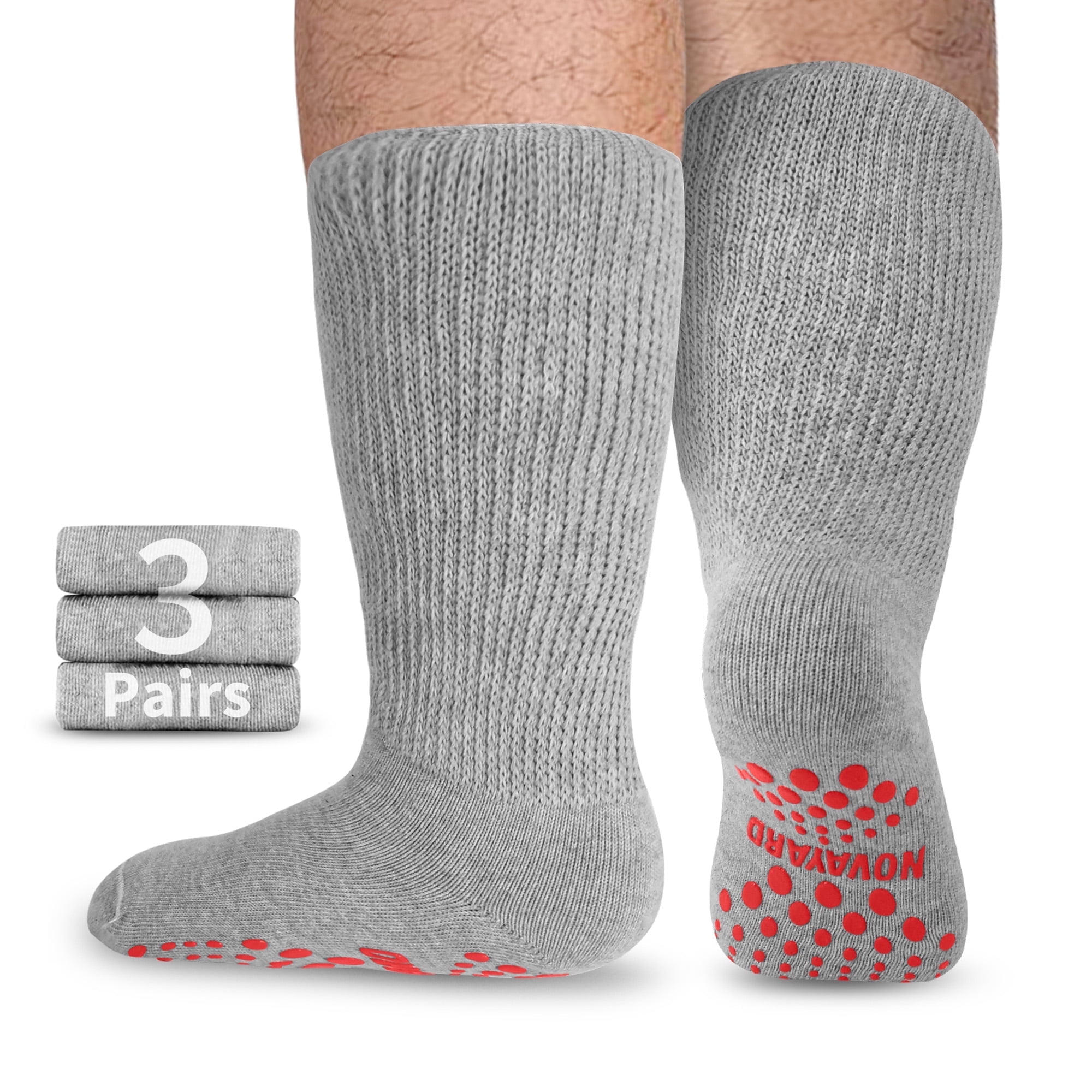NOVAYARD Diabetic Socks, 3 Pairs, Non-Slip, Stretch, Extra Benefits ...