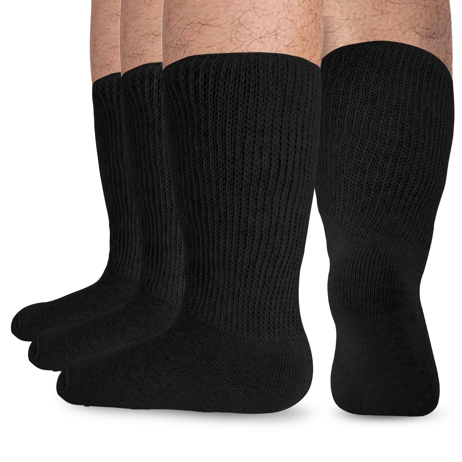 NOVAYARD Extra Medical Non-Binding Diabetic Socks, 3 Pairs Wide Crew ...