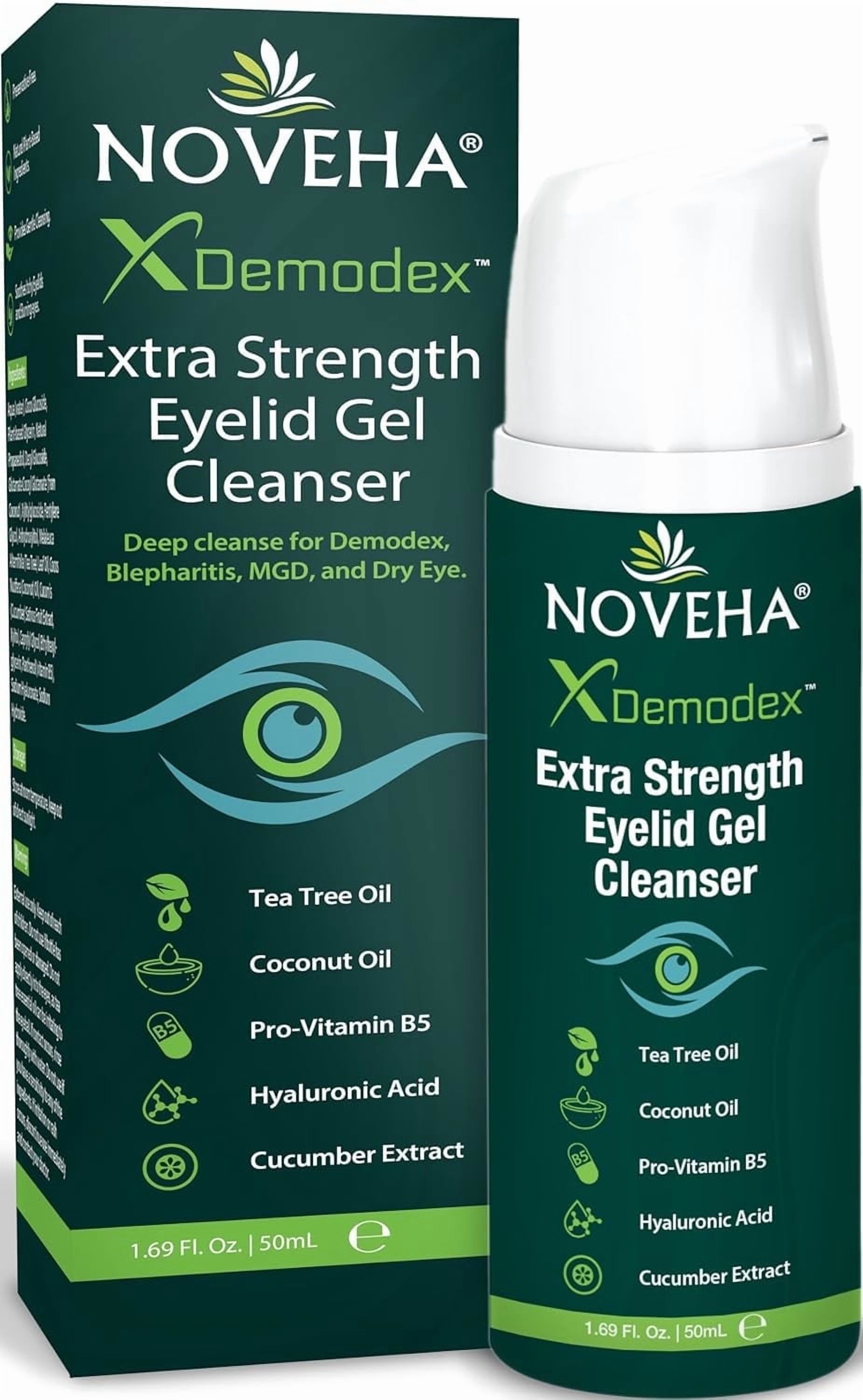 NOVEHA Demodex Extra Strength Eyelid Gel Cleanser - for Demodex, MGD ...