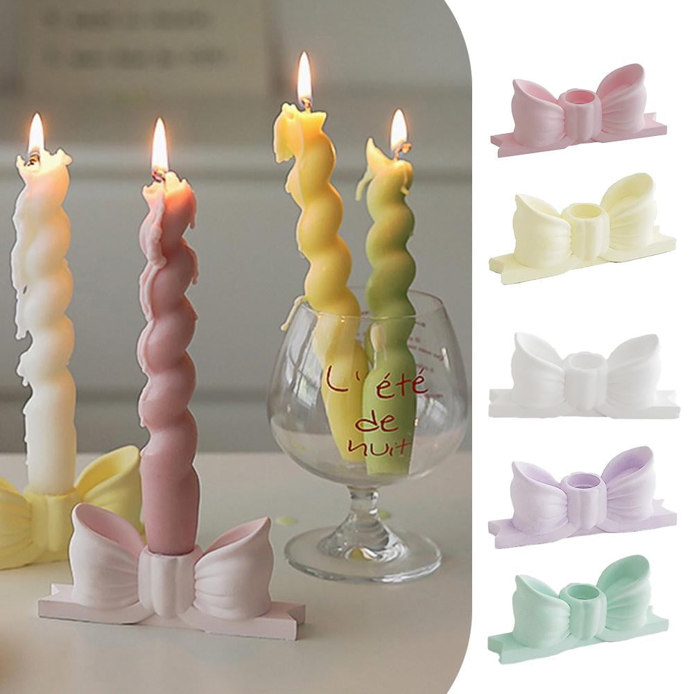 NOVELAR Decorative Plaster Candle Stand, 4.5 in Long with Elegant Bow ...