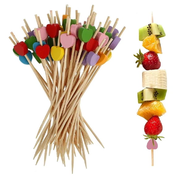 NOVELAR Disposable Bamboo Skewers, 4.7 in, 100-Pack, Minimizes Cleanup ...