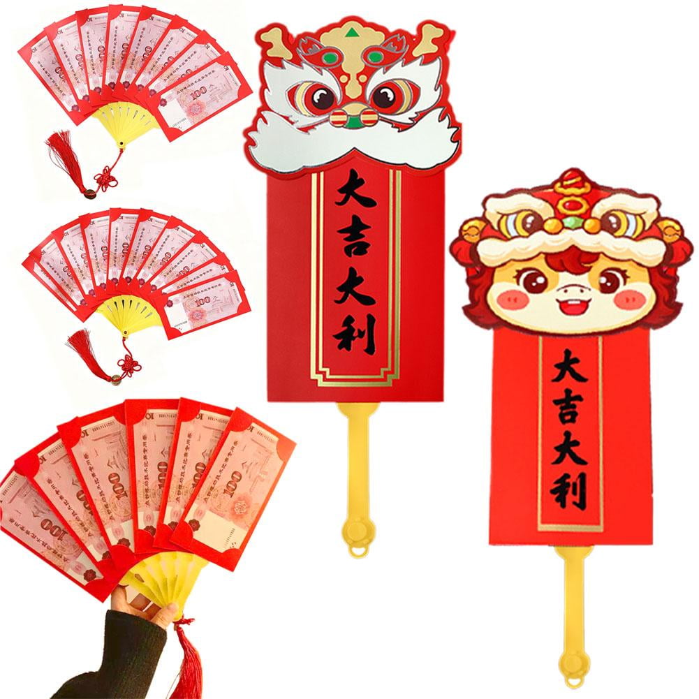 NOVELAR Festival Money Envelope with Fan Design, Thick Red Cardboard ...