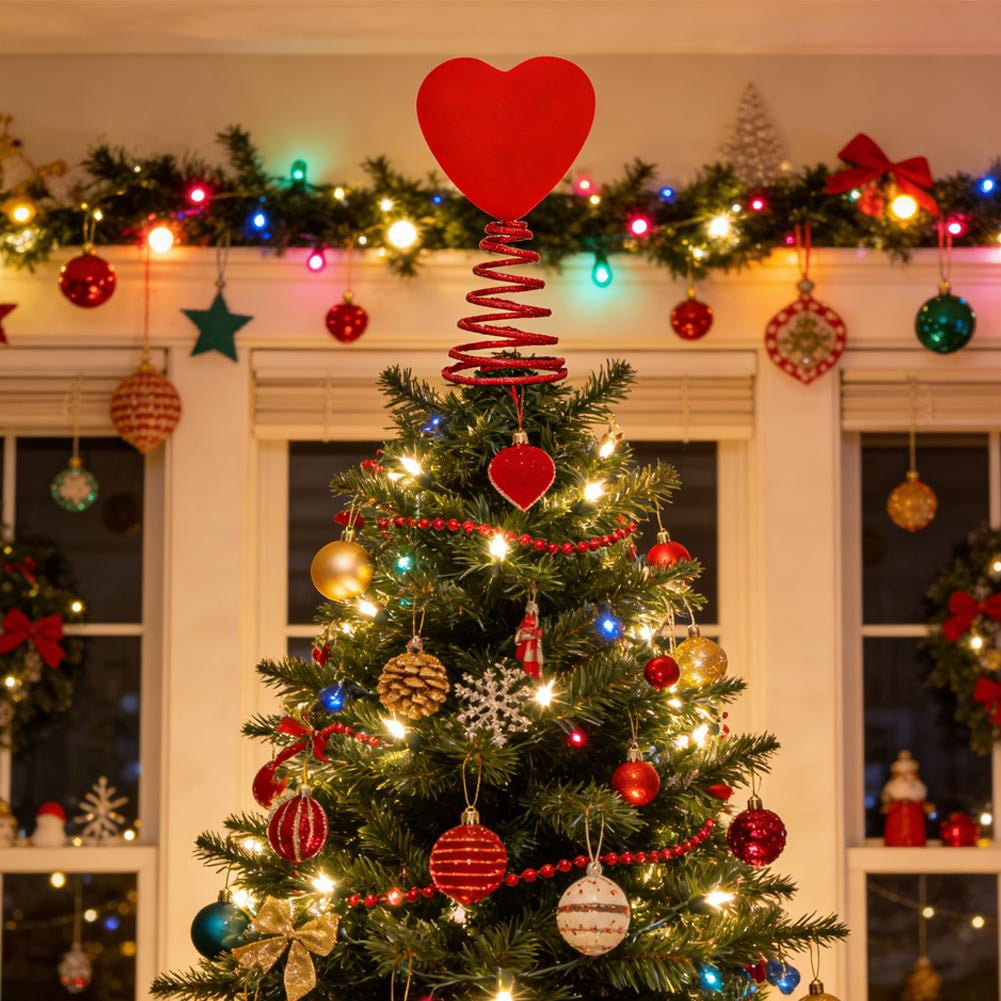 NOVELAR PVC Heart Tree Topper in Red or Pink, Secure Spring Attachment ...