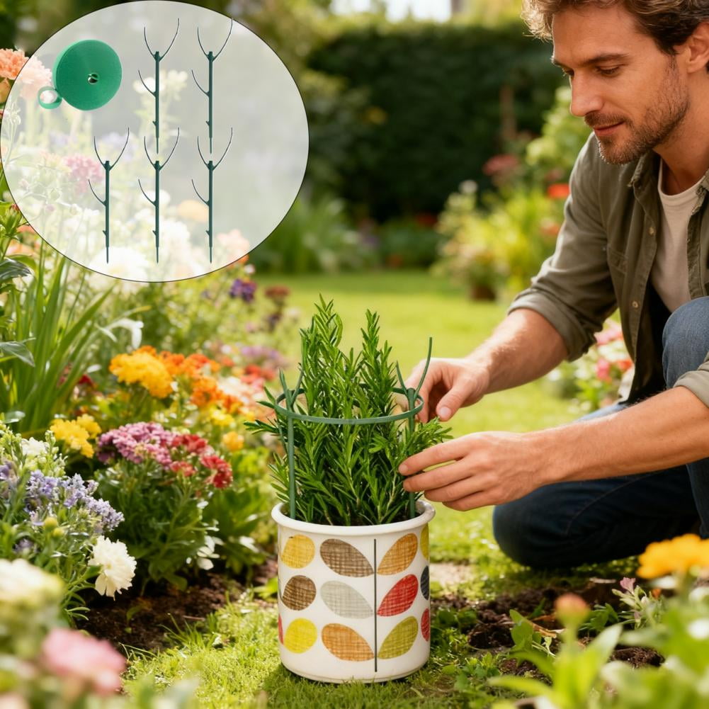 NOVELAR Weather-Resistant Plant Poles, 5 Green Coated Stakes with Iron ...