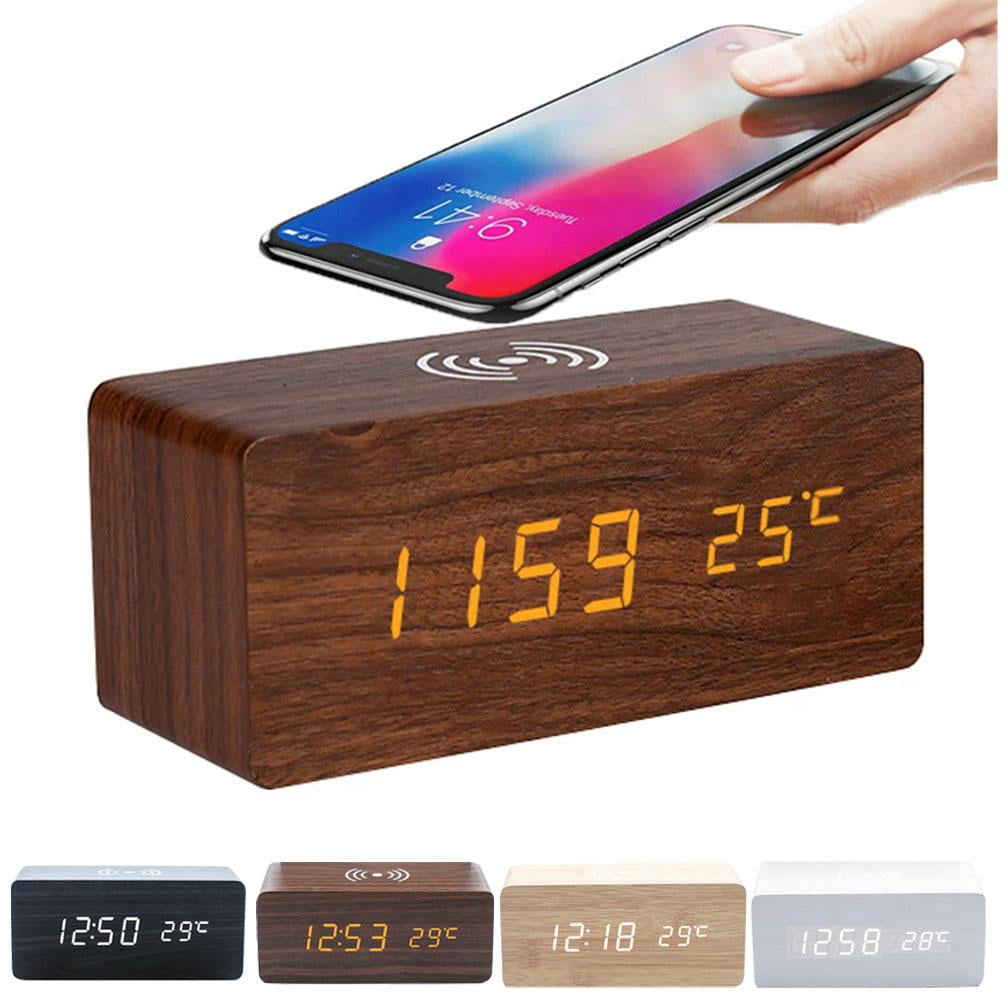 NOVELAR Wooden Frame Digital Clock, Adjustable Brightness & Volume with ...