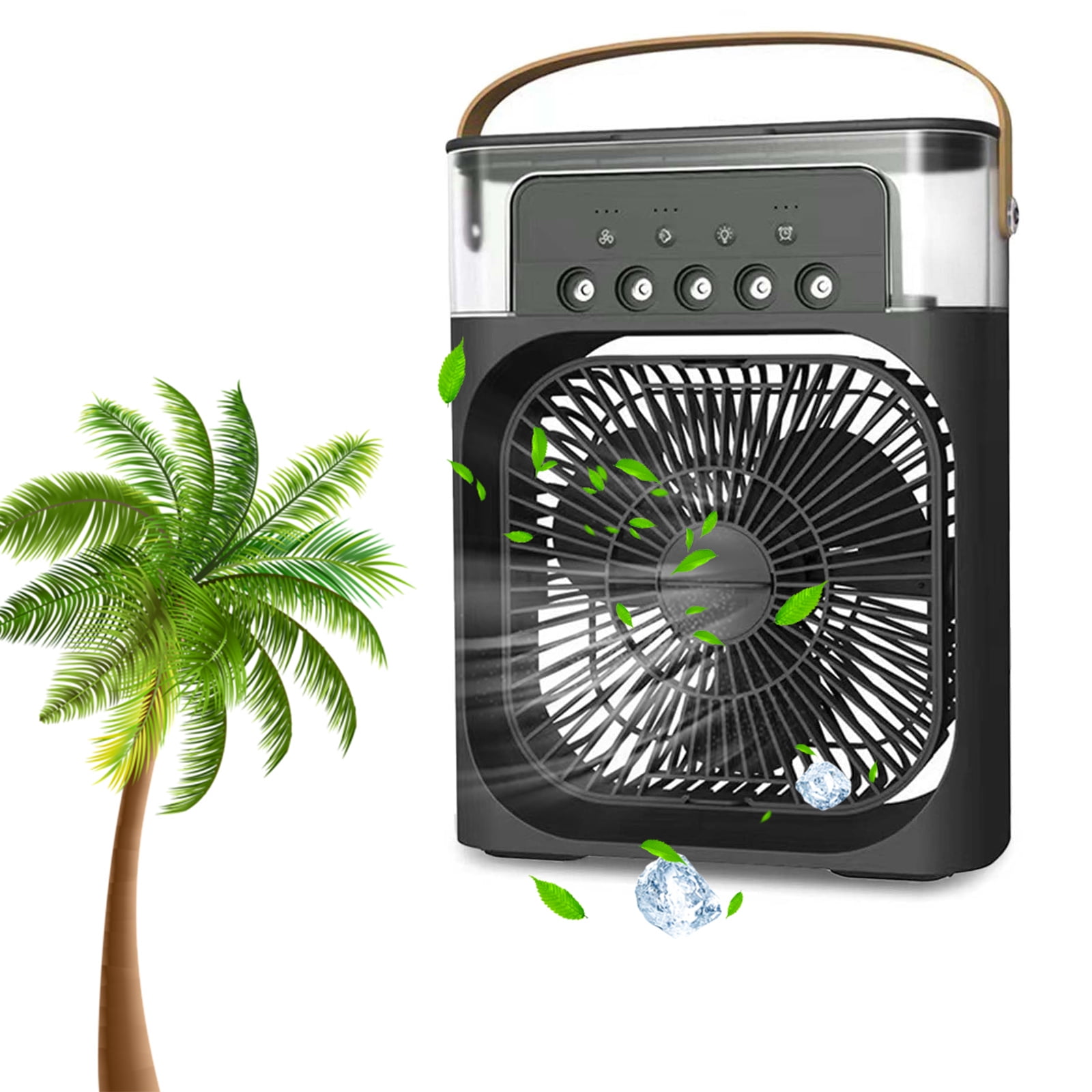 NOVELOVE Cooling Fan with Adjustable Mist and Ambient Light, Mini ...
