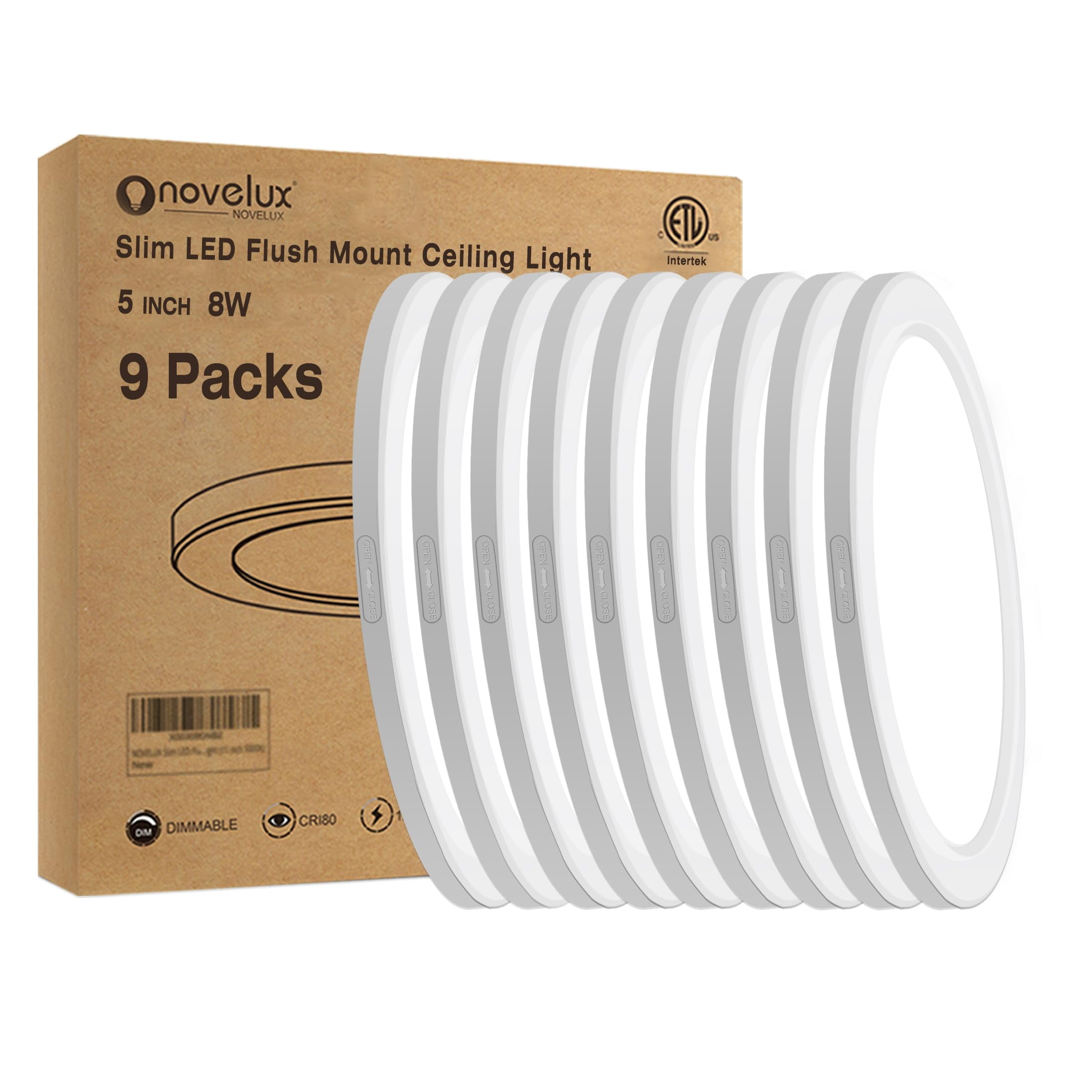 NOVELUX 5.4" Flush Mount Ceiling Light Dimmable with CERT, 8W 5000K LED ...