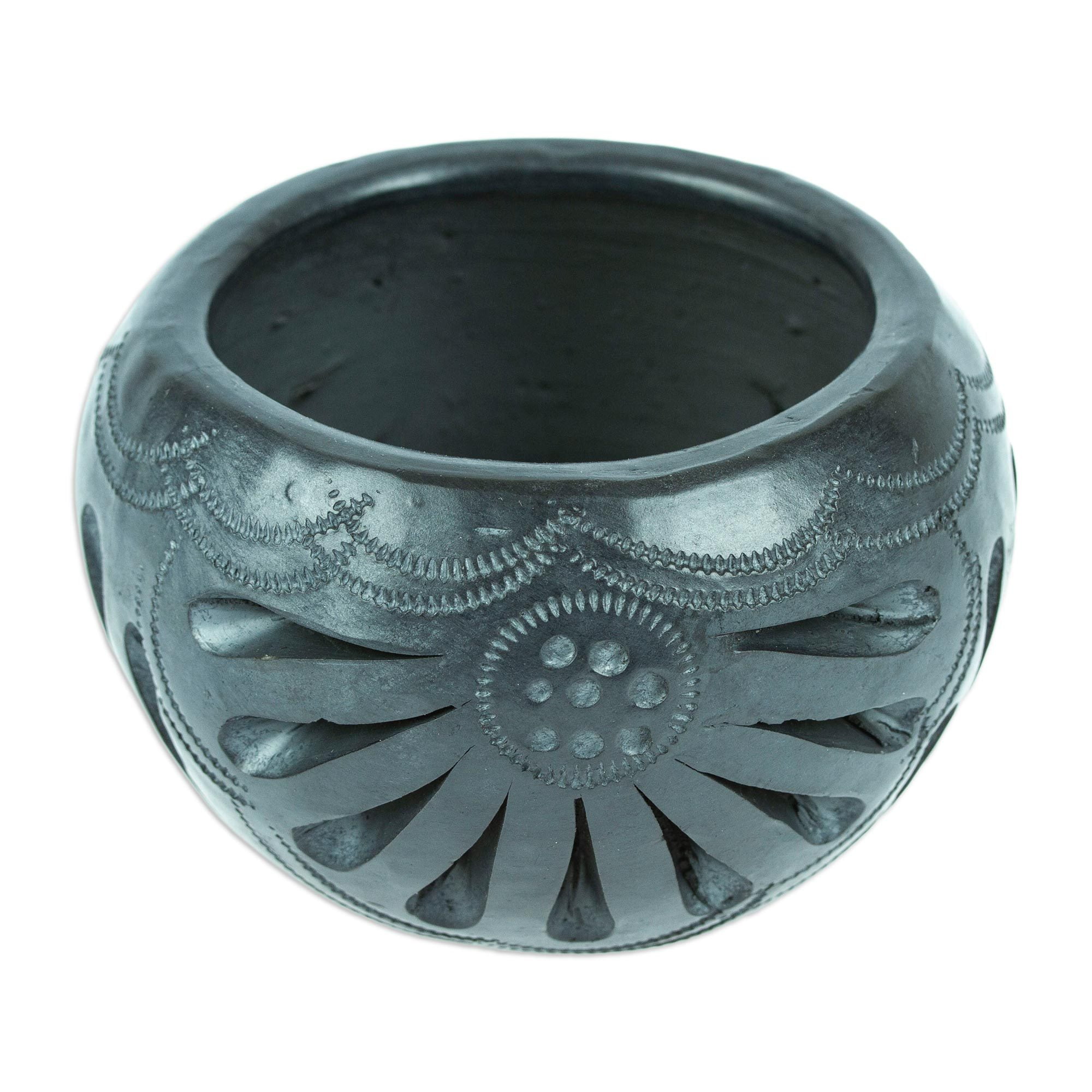 NOVICA Barro negro flower pot, 'Peacock Luxury' - Walmart.com