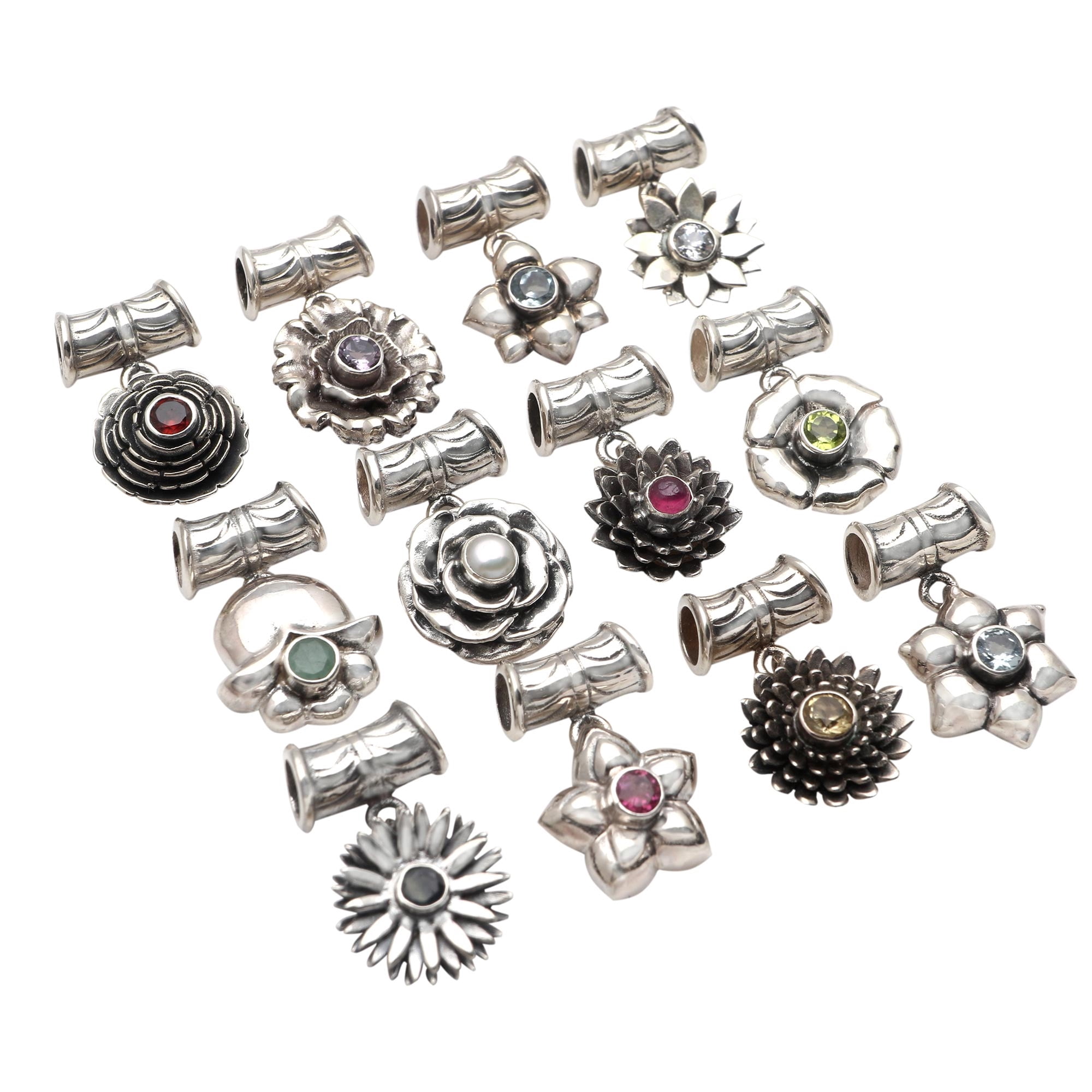 NOVICA Birthstone flower necklace pendants, 'Birthday Flowers ...