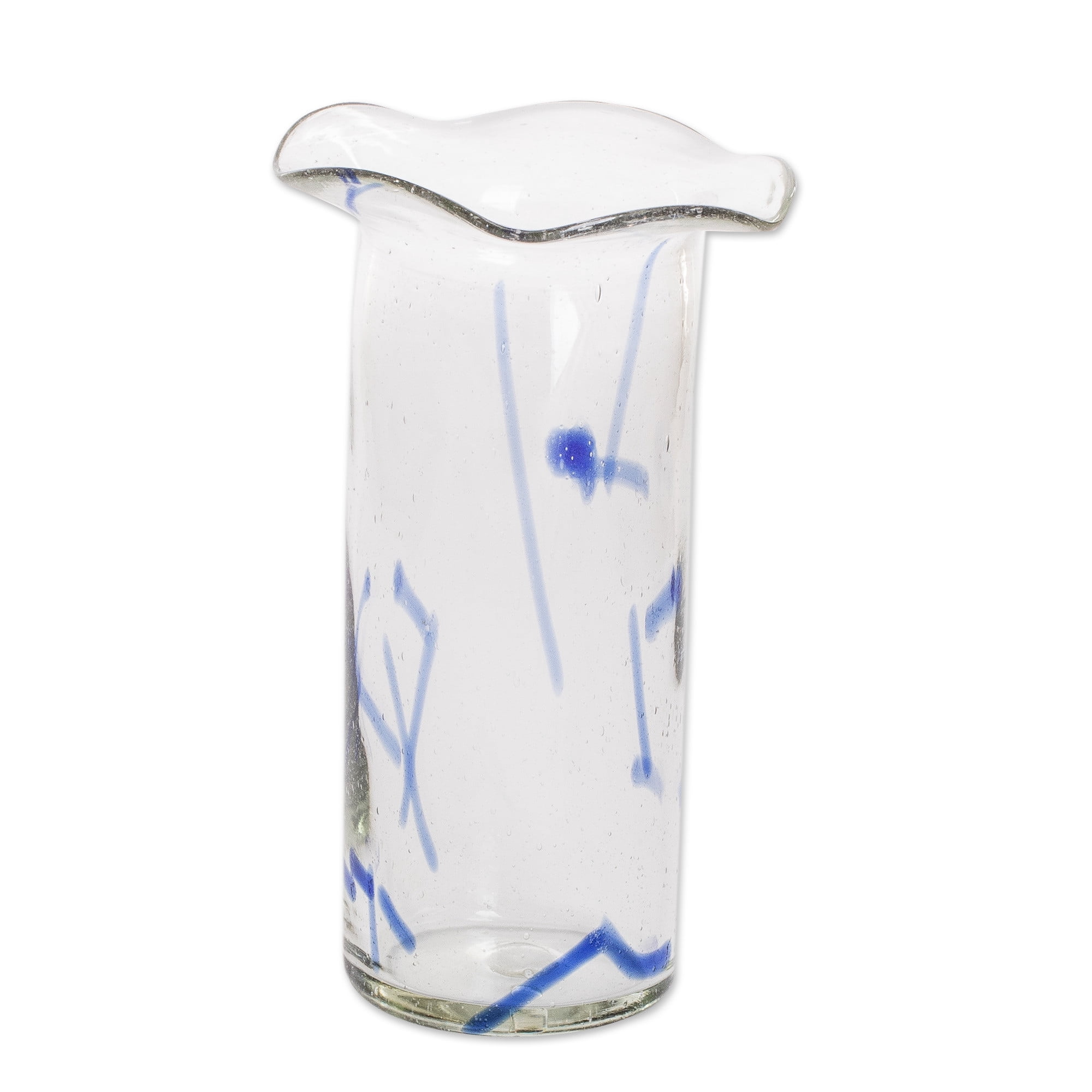 NOVICA Blown glass vase, 'Blue Frost' - Walmart.com
