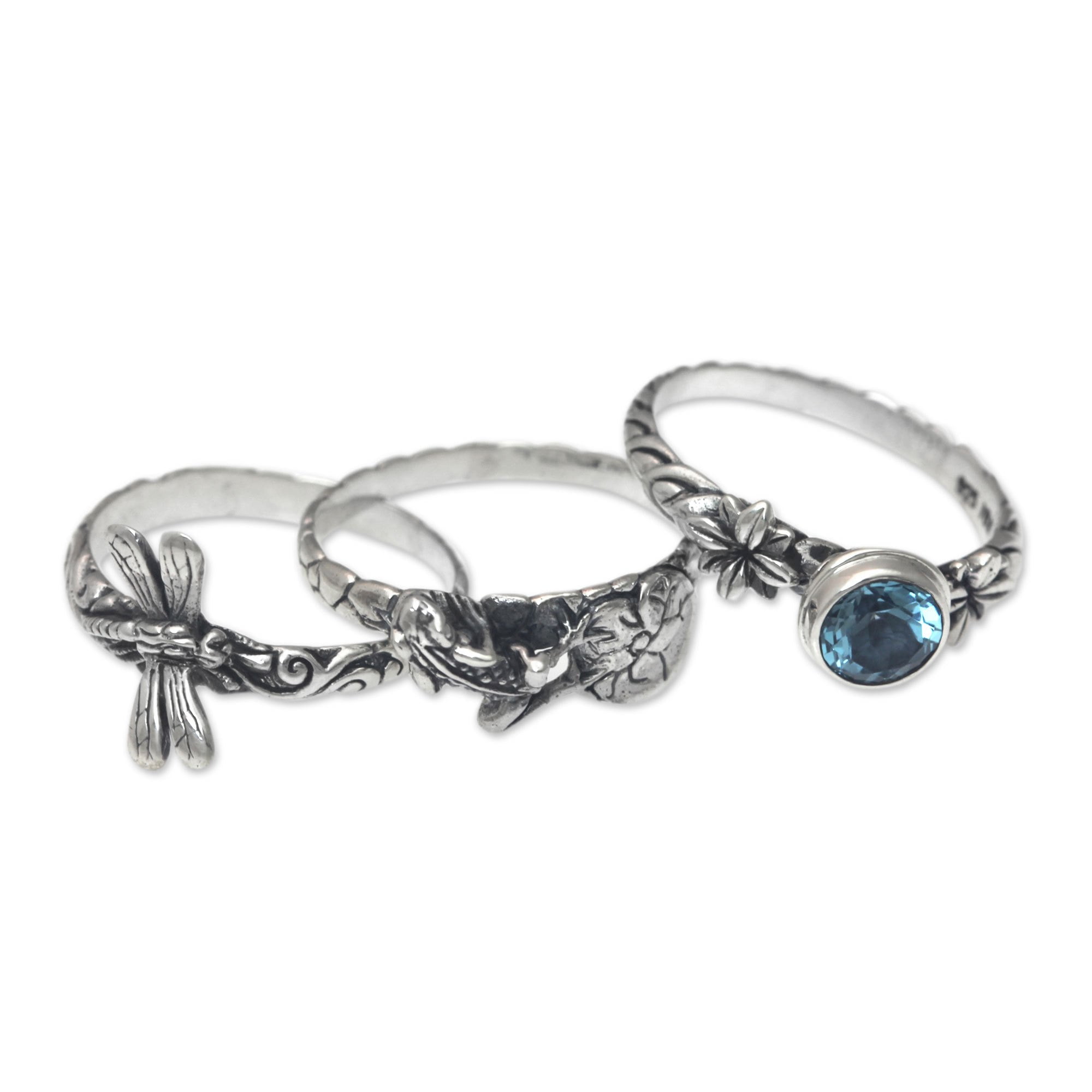 NOVICA Blue topaz stacking rings, 'Garden of Eden' (set of 3) - Walmart.com