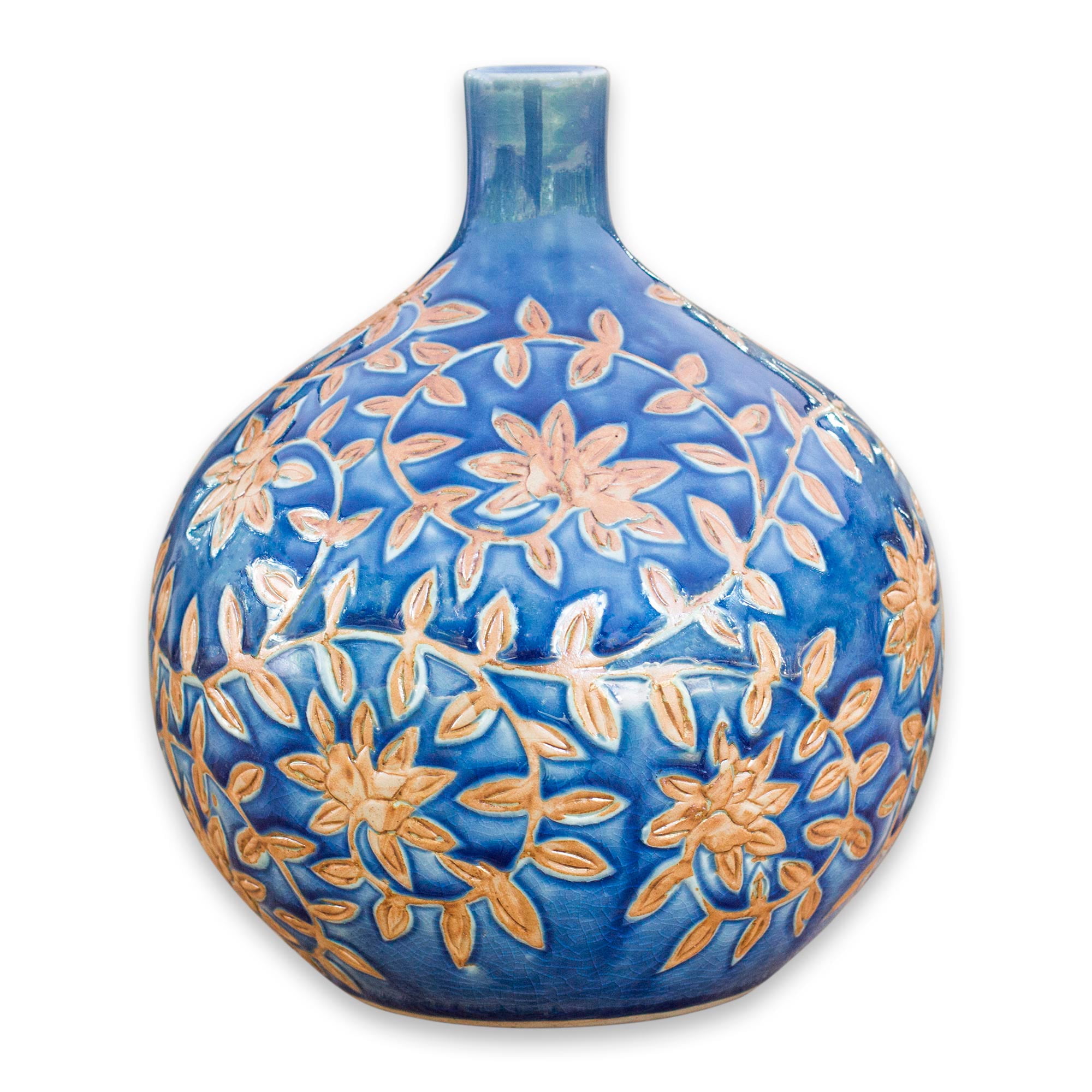 NOVICA Celadon ceramic vase, 'Golden Jasmine' - Walmart.com