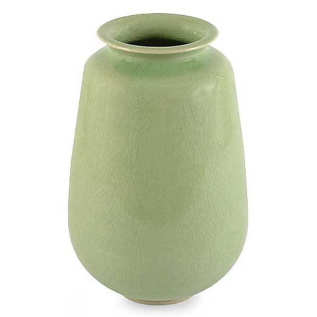 NOVICA Artisan Handmade Celadon Ceramic Vase Green Thailand Vases ...